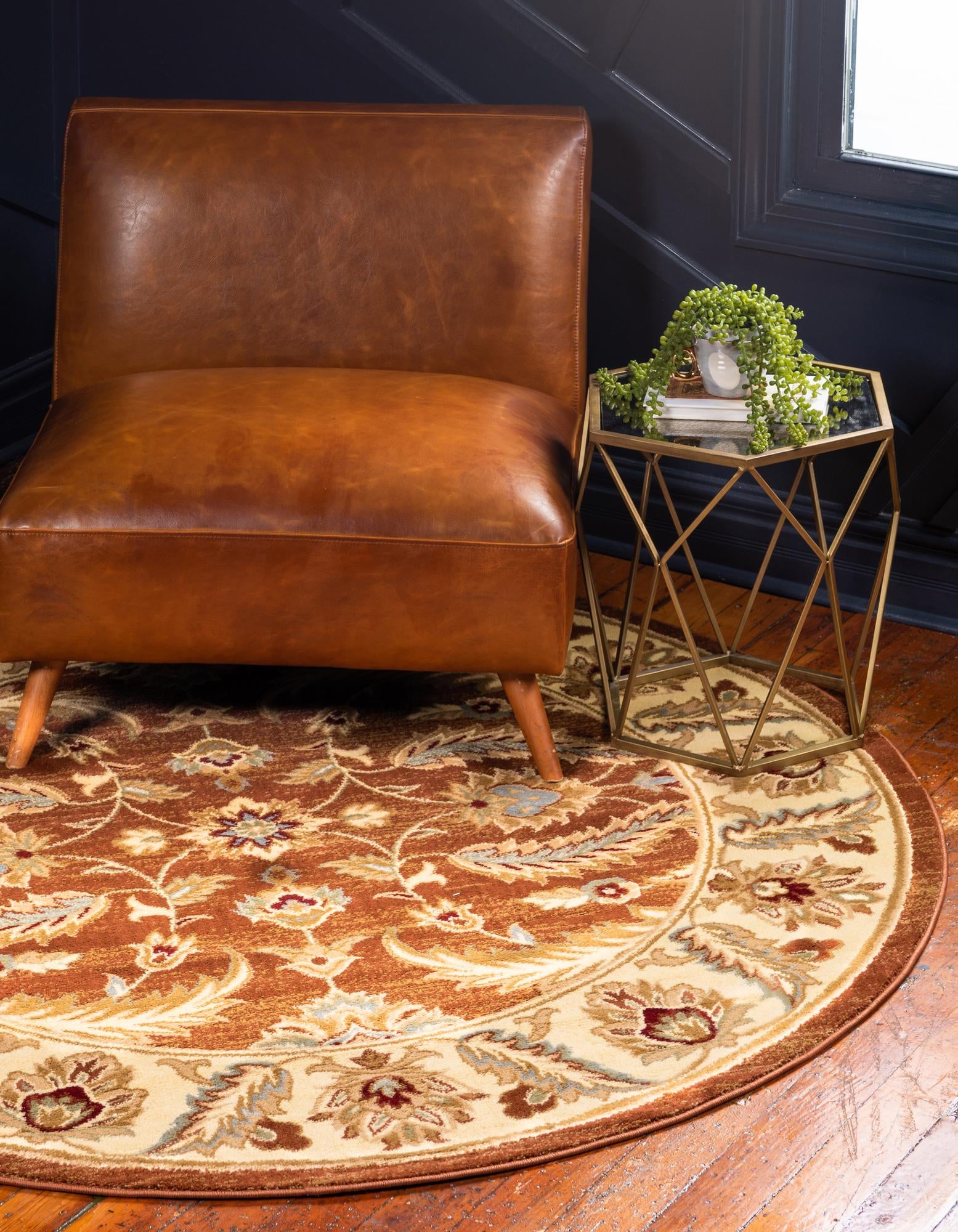 Rugs.com Aditi Collection Rug – 6' Round Brick Red Low Rug Perfect For ...