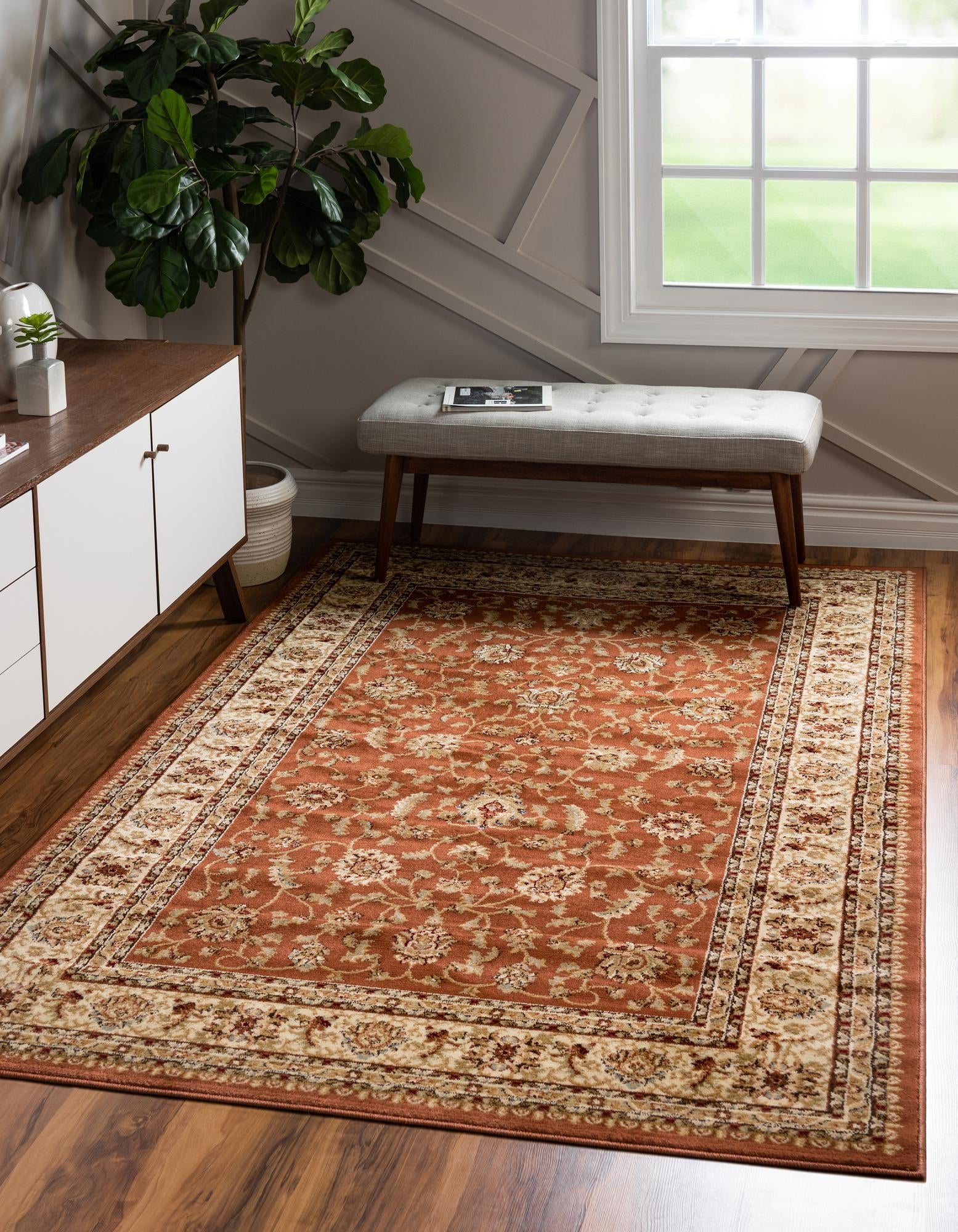 Rugs.com Aditi Collection Rug – 7' 10 x 10' Brick Red Low Rug Perfect ...