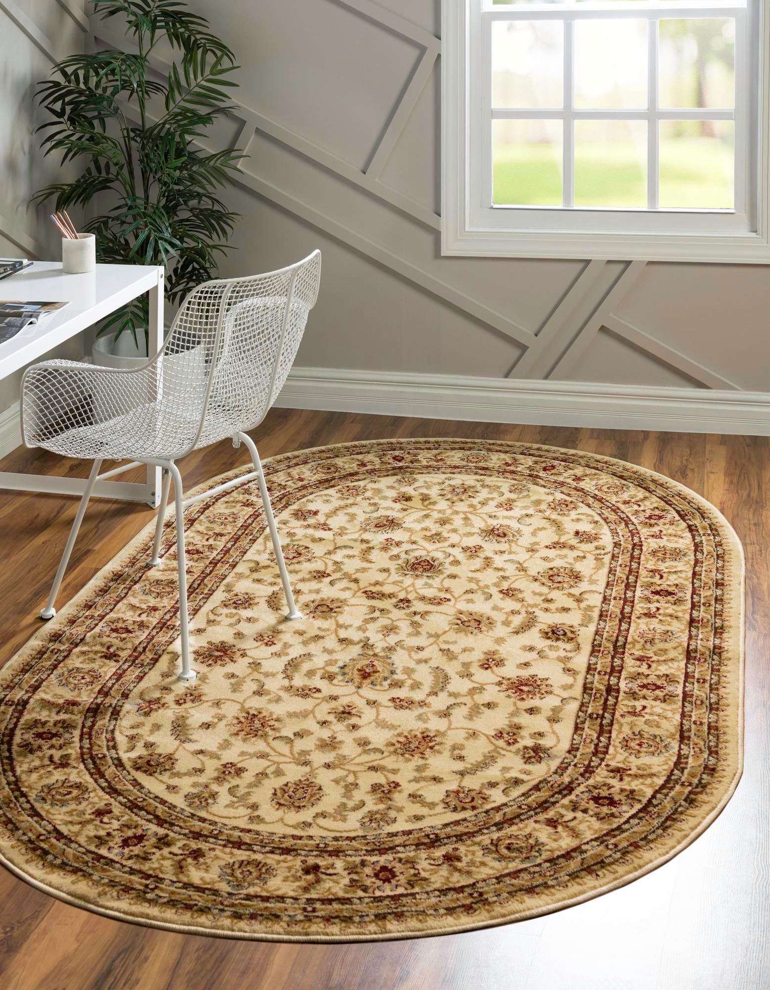 Rugs.com Aditi Collection Rug – 7' 10 x 10' Oval Cream Low Rug Perfect ...