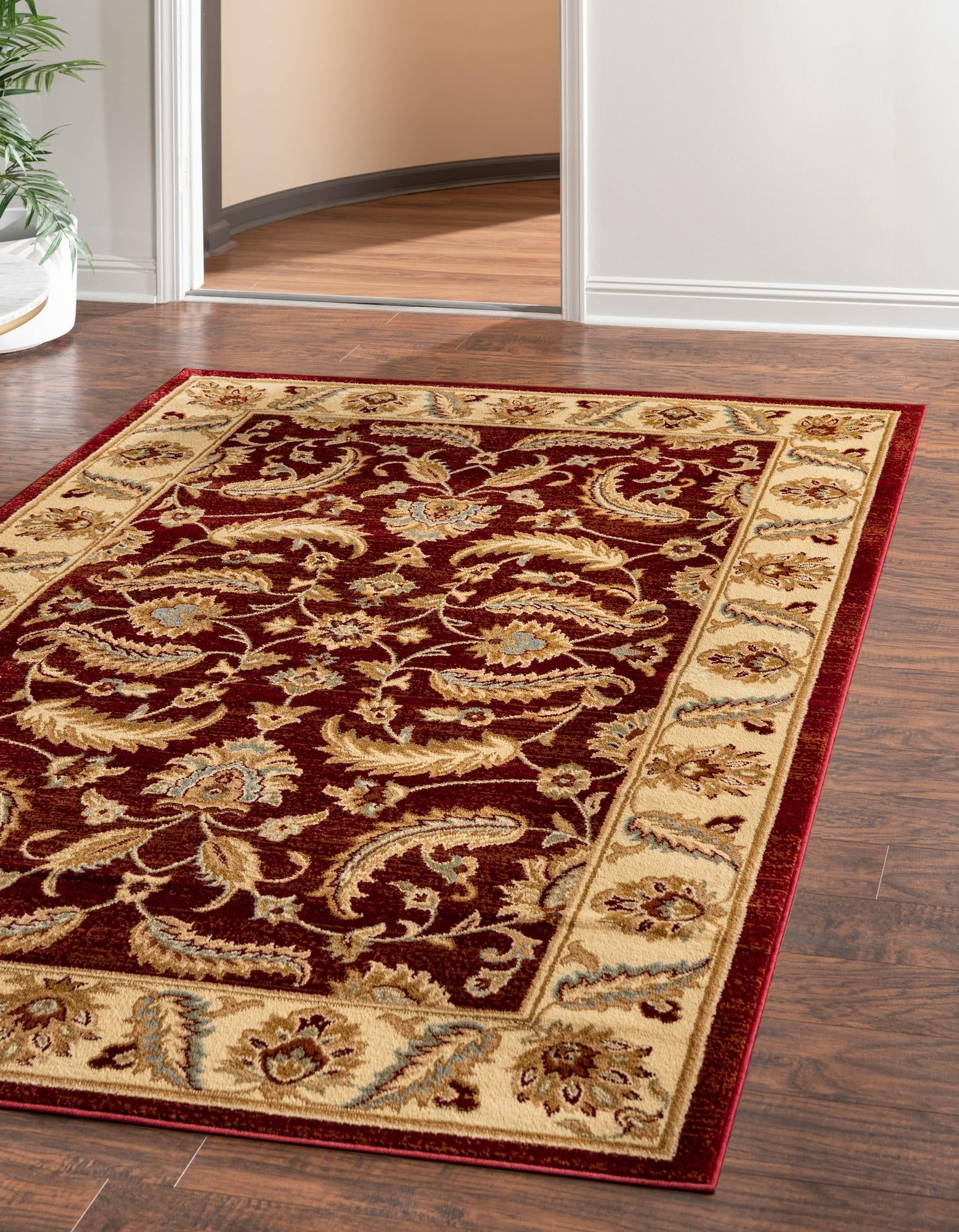 Rugs.com Aditi Collection Rug – 7' 10 x 10' Red Low Rug Perfect For Living Rooms, Large Dining ...