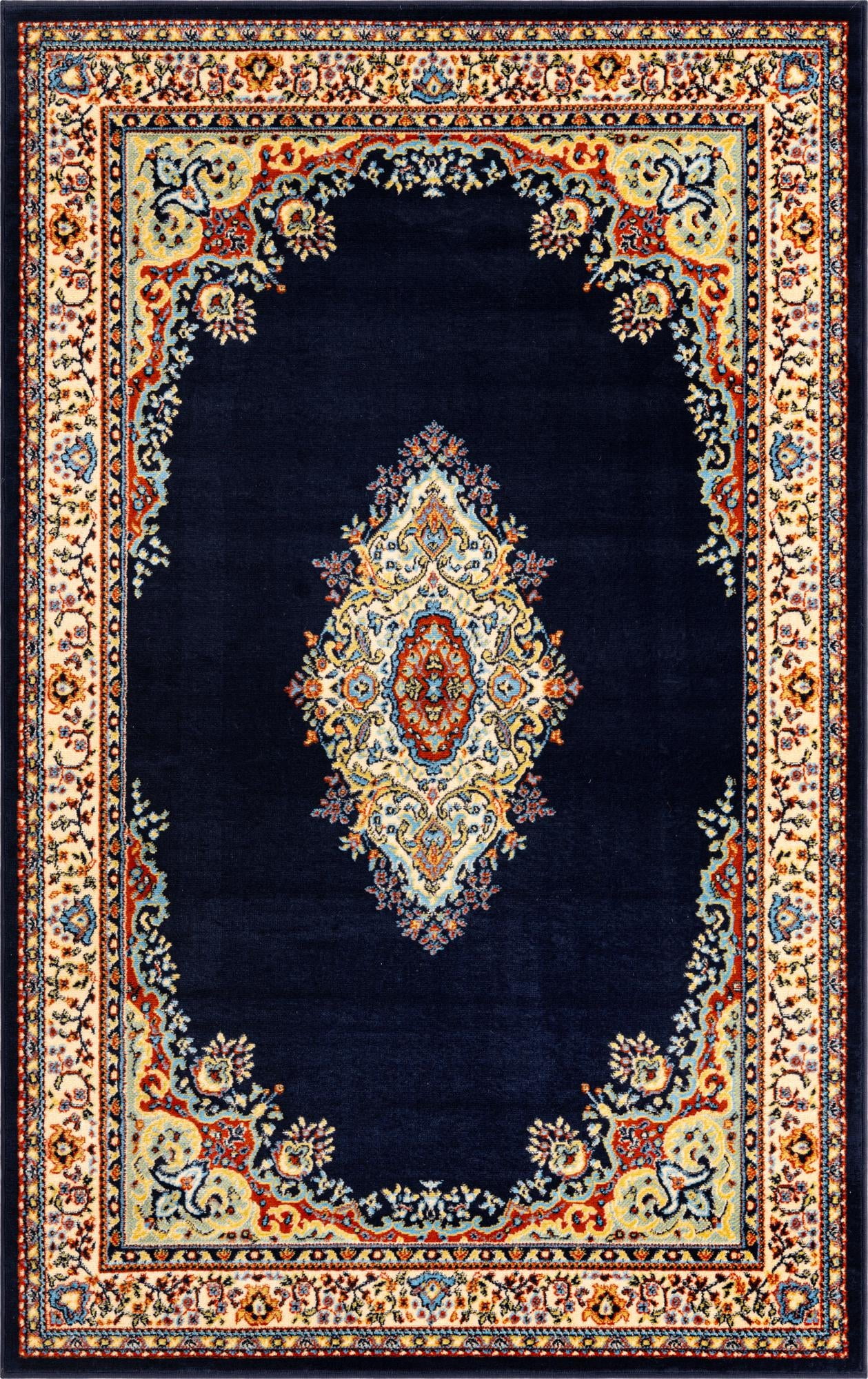 Rugs.com Amaya Collection Rug – 5' x 8' Navy Blue Medium Rug Perfect ...