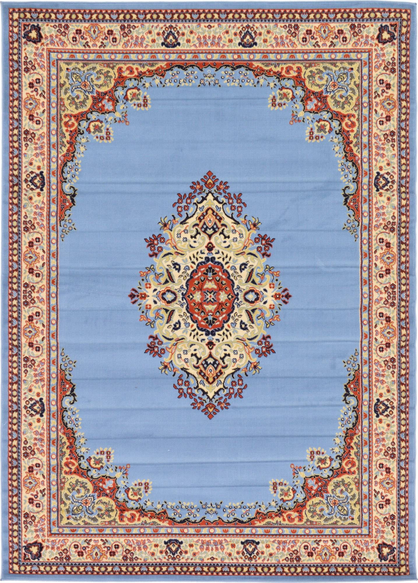 Rugs.com Amaya Collection Rug – 7' x 10' Light Blue Medium Rug Perfect ...