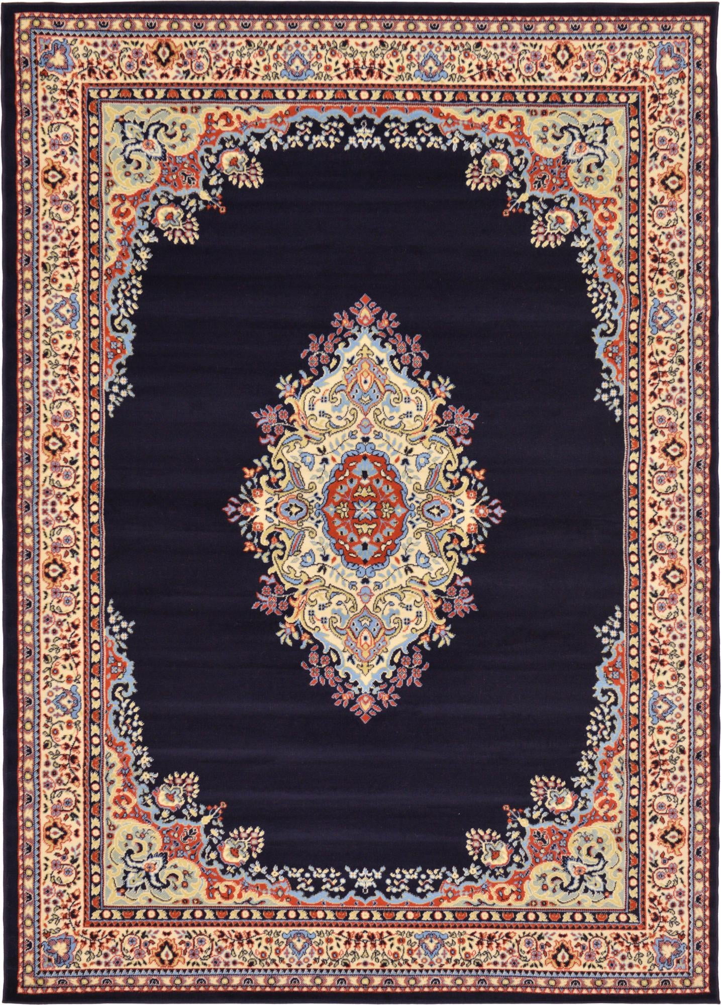 Rugs.com Amaya Collection Rug – 7' x 10' Navy Blue Medium Rug Perfect ...
