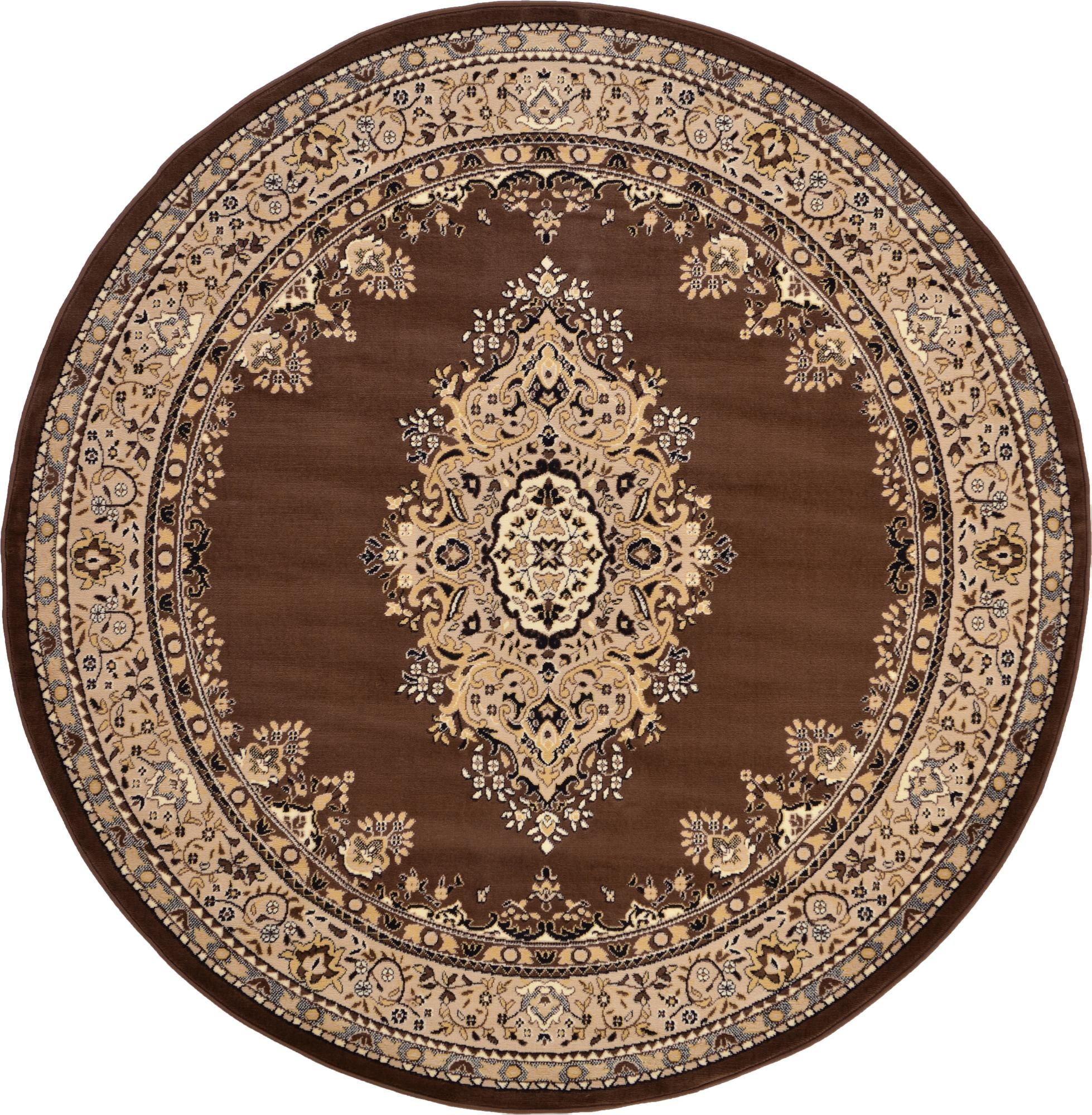 Rugs.com Amaya Collection 8 Ft Round Brown Medium-Pile Rug for Kitchens ...