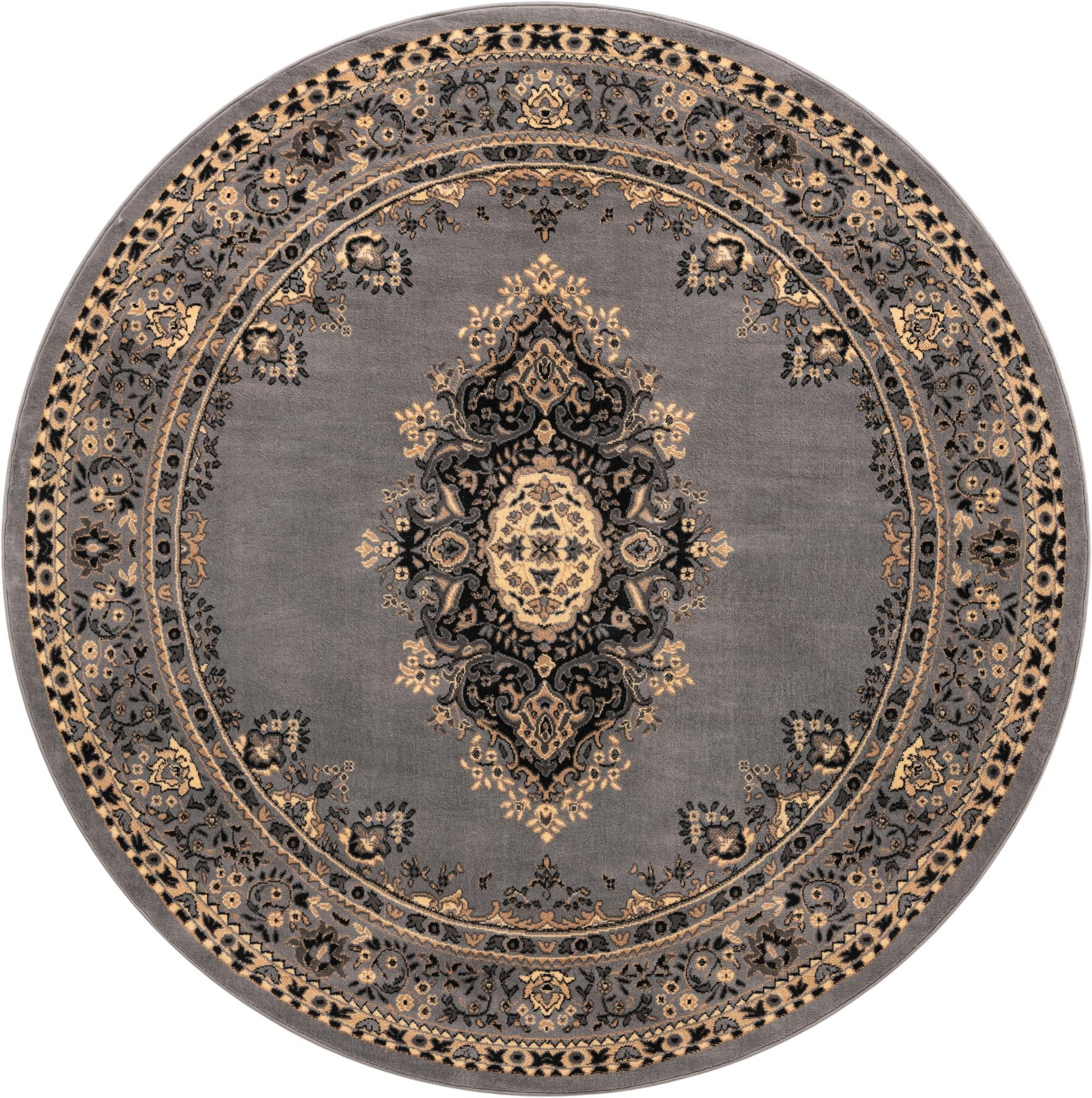 Rugs.com Amaya Collection Rug – 8 Ft Round Gray Medium Rug Perfect For ...