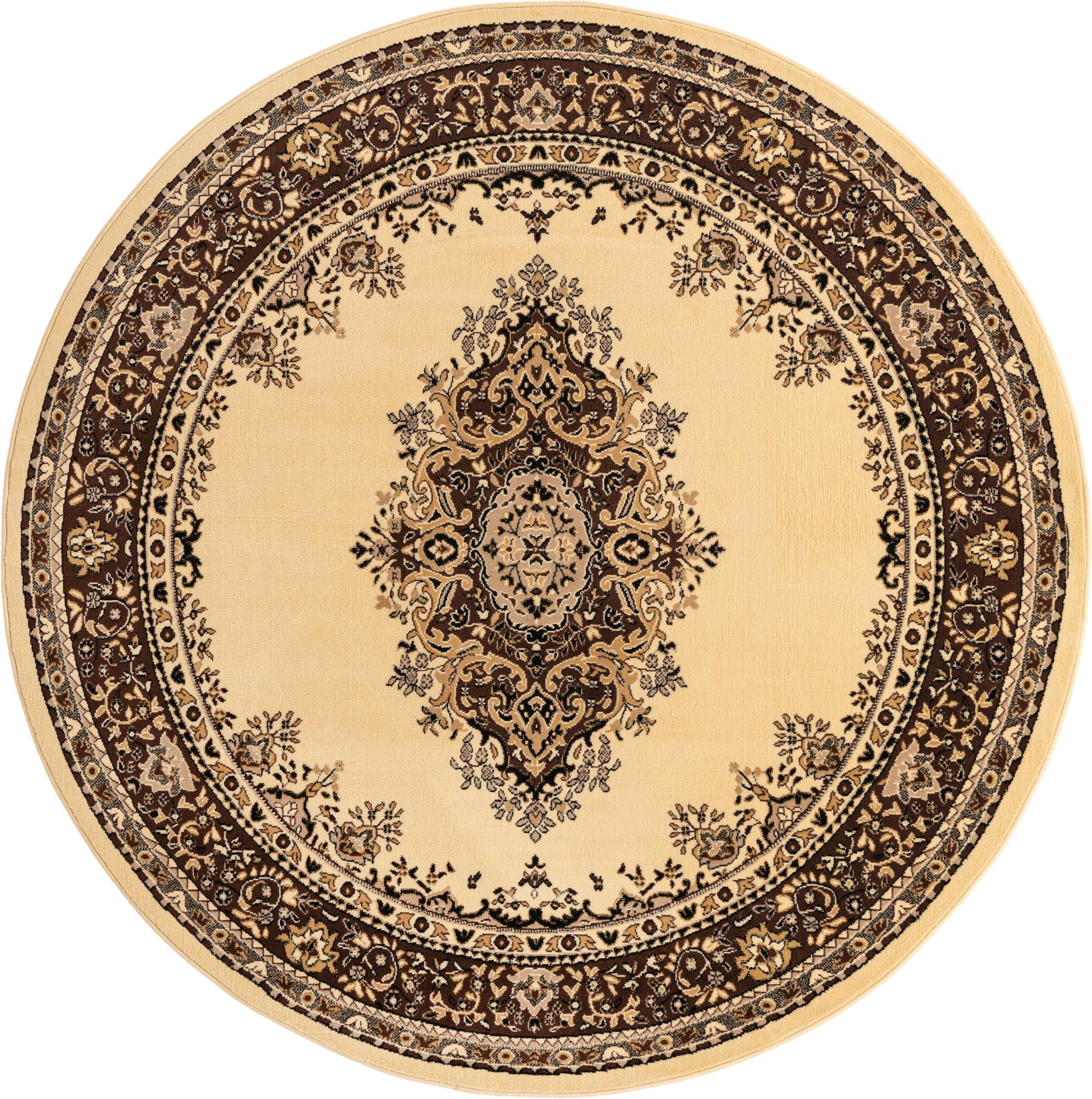 Rugs.com Amaya Collection Rug – 8 Ft Round Ivory Medium Rug Perfect For ...