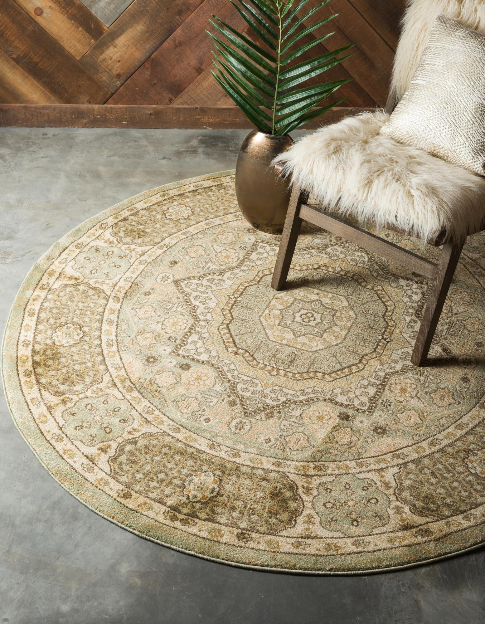Rugs.com Amina Collection Rug – 3' Round Light Green Flatweave Rug ...
