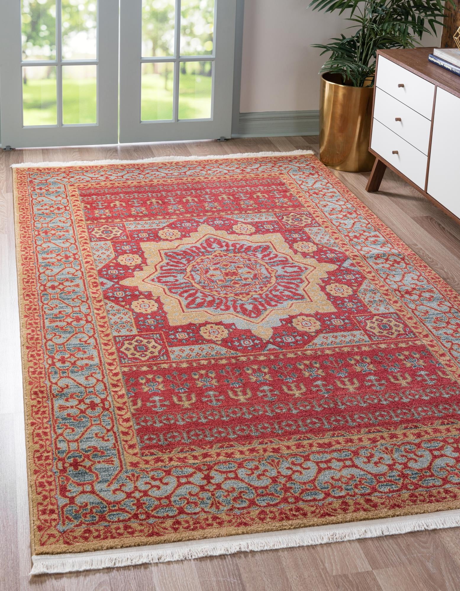 Rugs.com Amina Collection Rug – 7' x 10' Red Flatweave Rug Perfect For ...