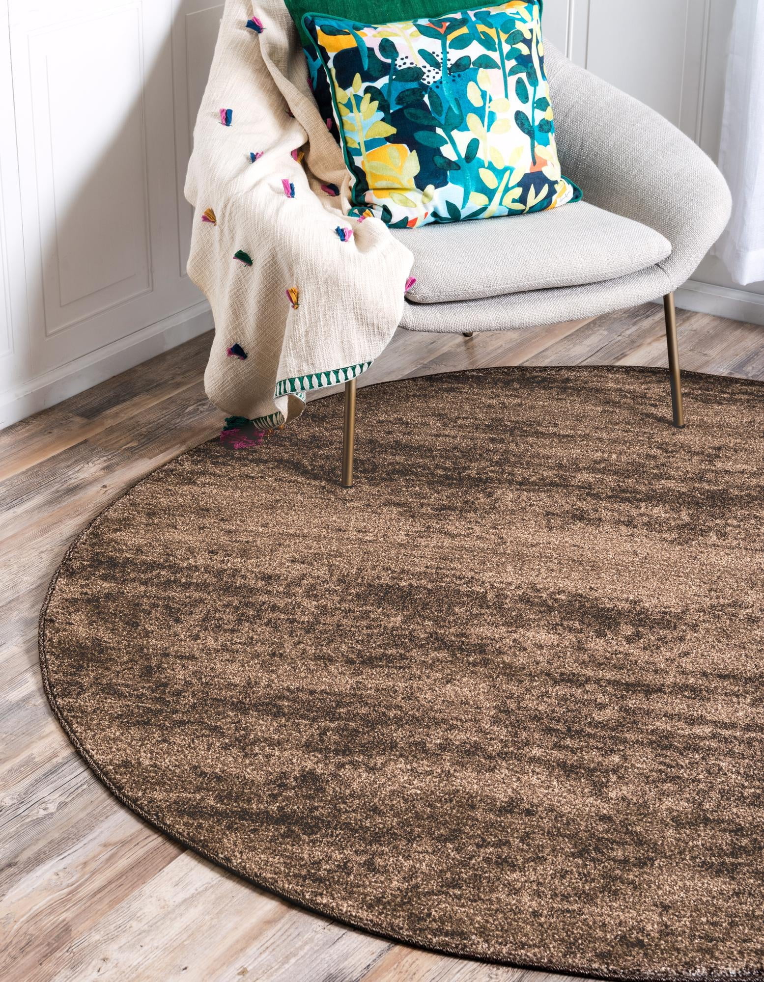 Rugs.com Angelica Collection Rug – 3 Ft Round Brown Medium Rug Perfect ...