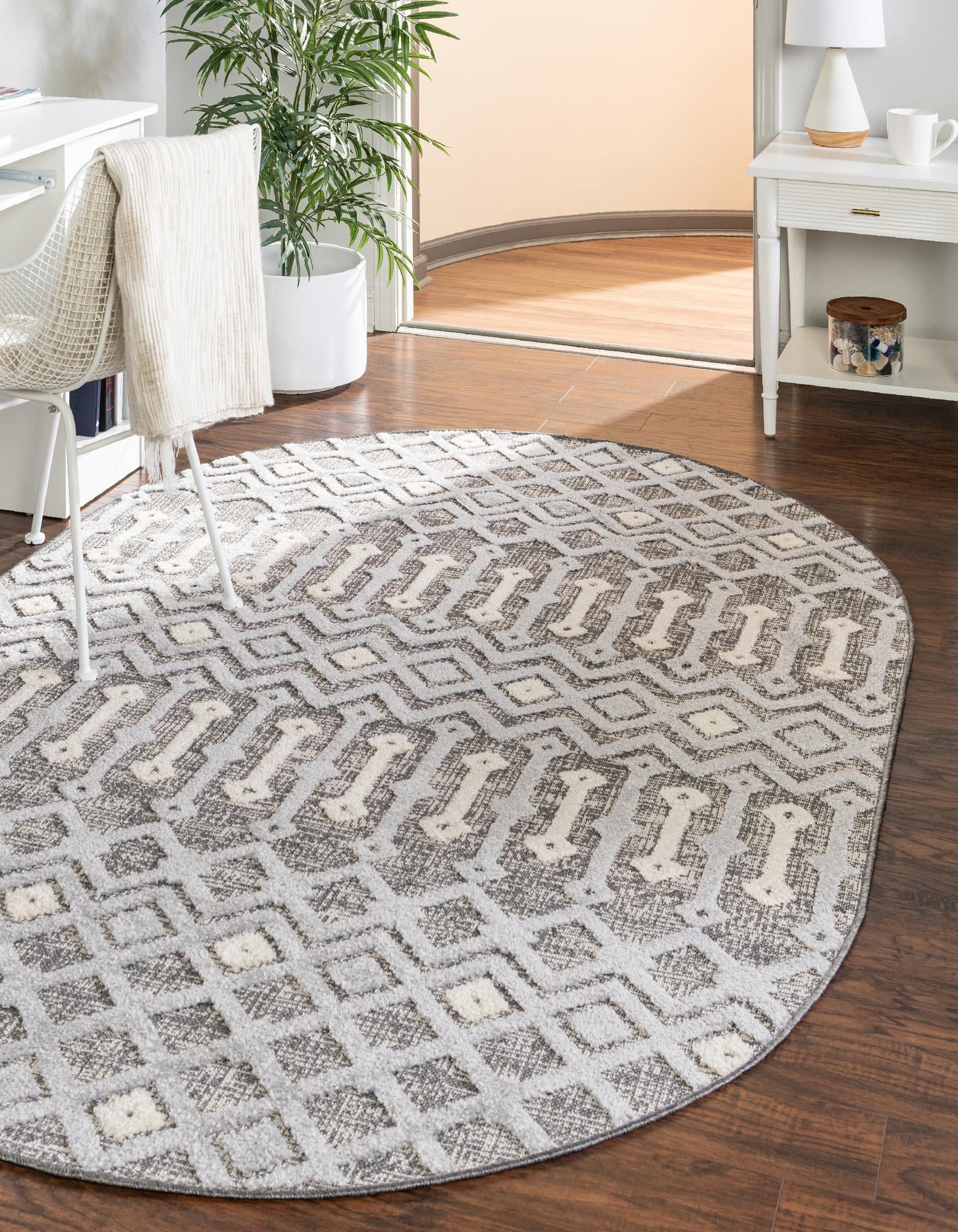 Rugs.com Arlo Collection Rug – 8' x 10' Oval Gray Medium Rug Perfect ...