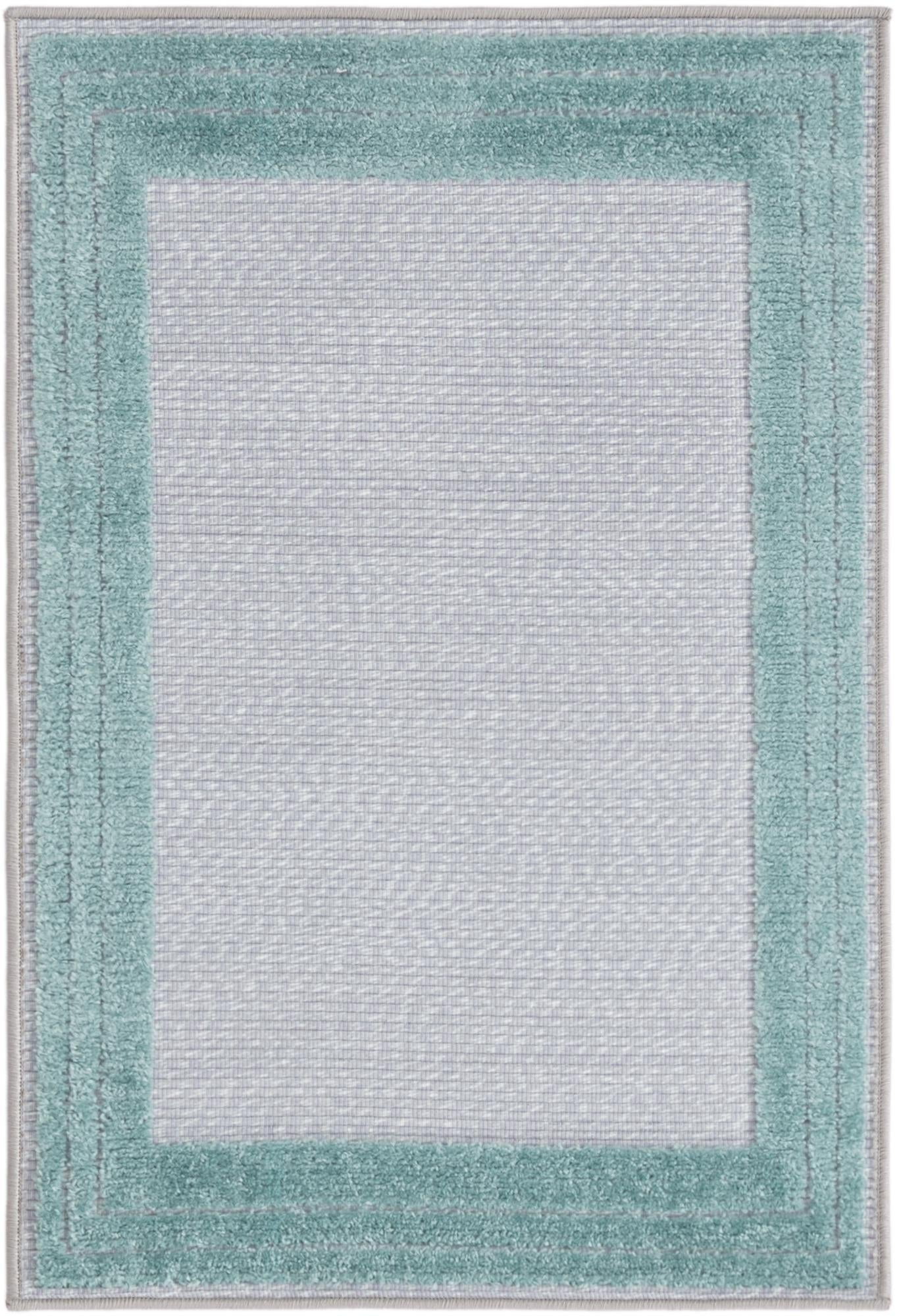 Rugs.com Aruba Outdoor Collection Rug – 2' x 3' Gray Teal Low-Pile Rug ...