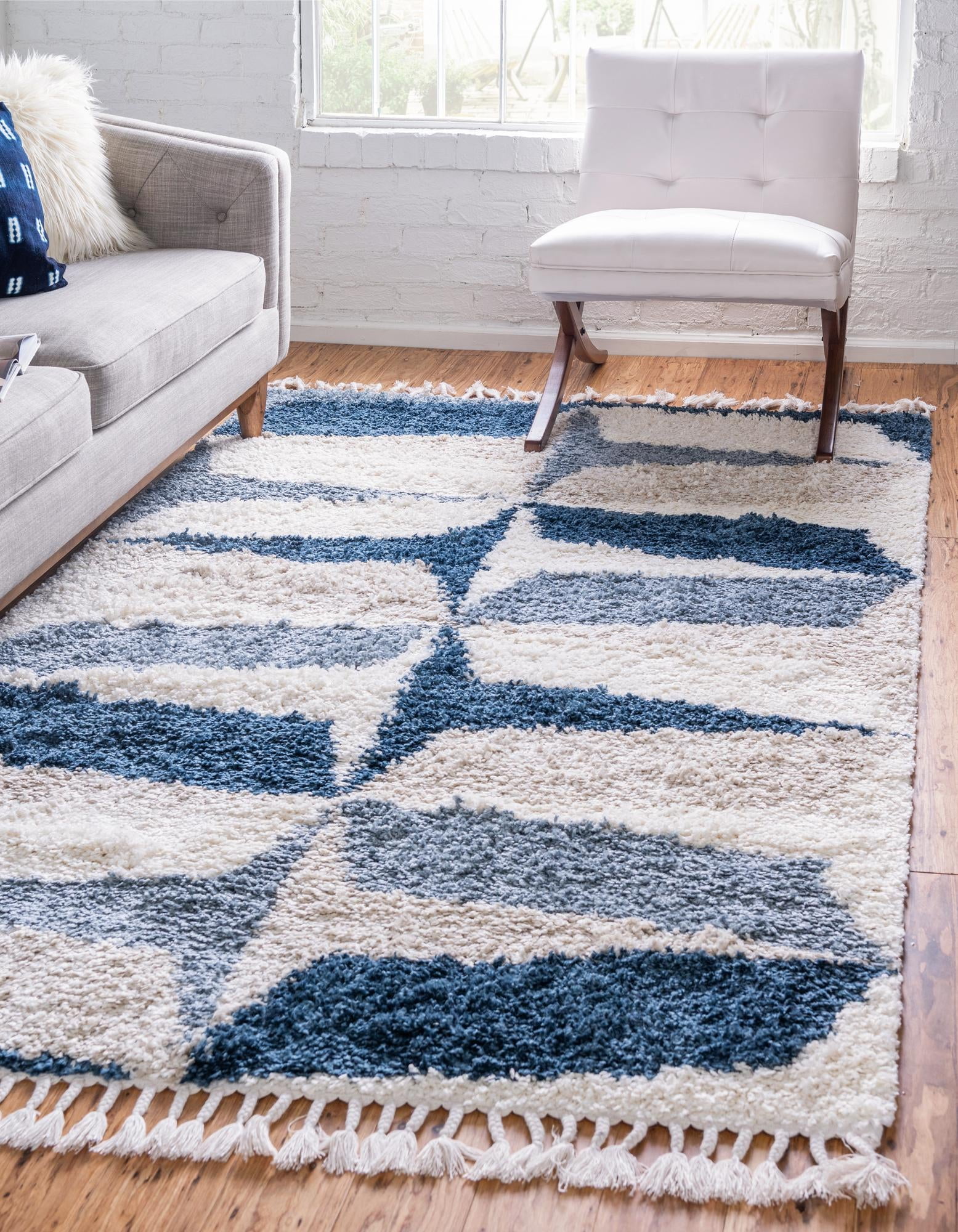Rugs.com Athena Shag Collection Rug – 2' 2 x 3' Blue Shag Rug Perfect ...