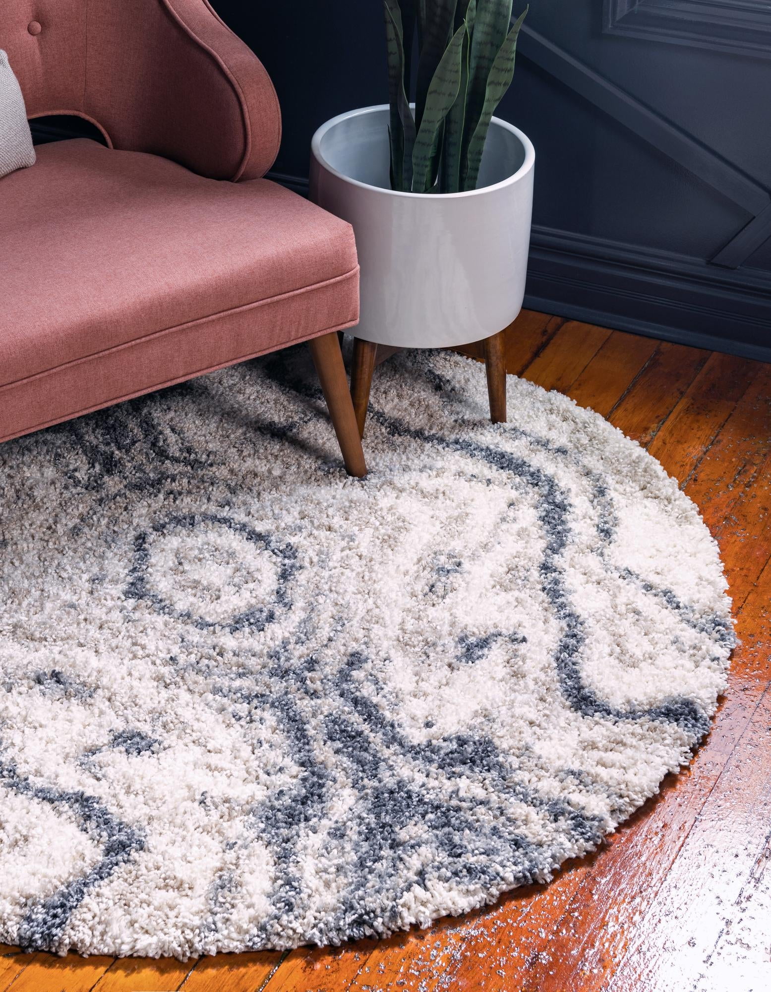 Rugs.com Athena Shag Collection Rug – 3' 3 Round Gray Shag Rug Perfect ...