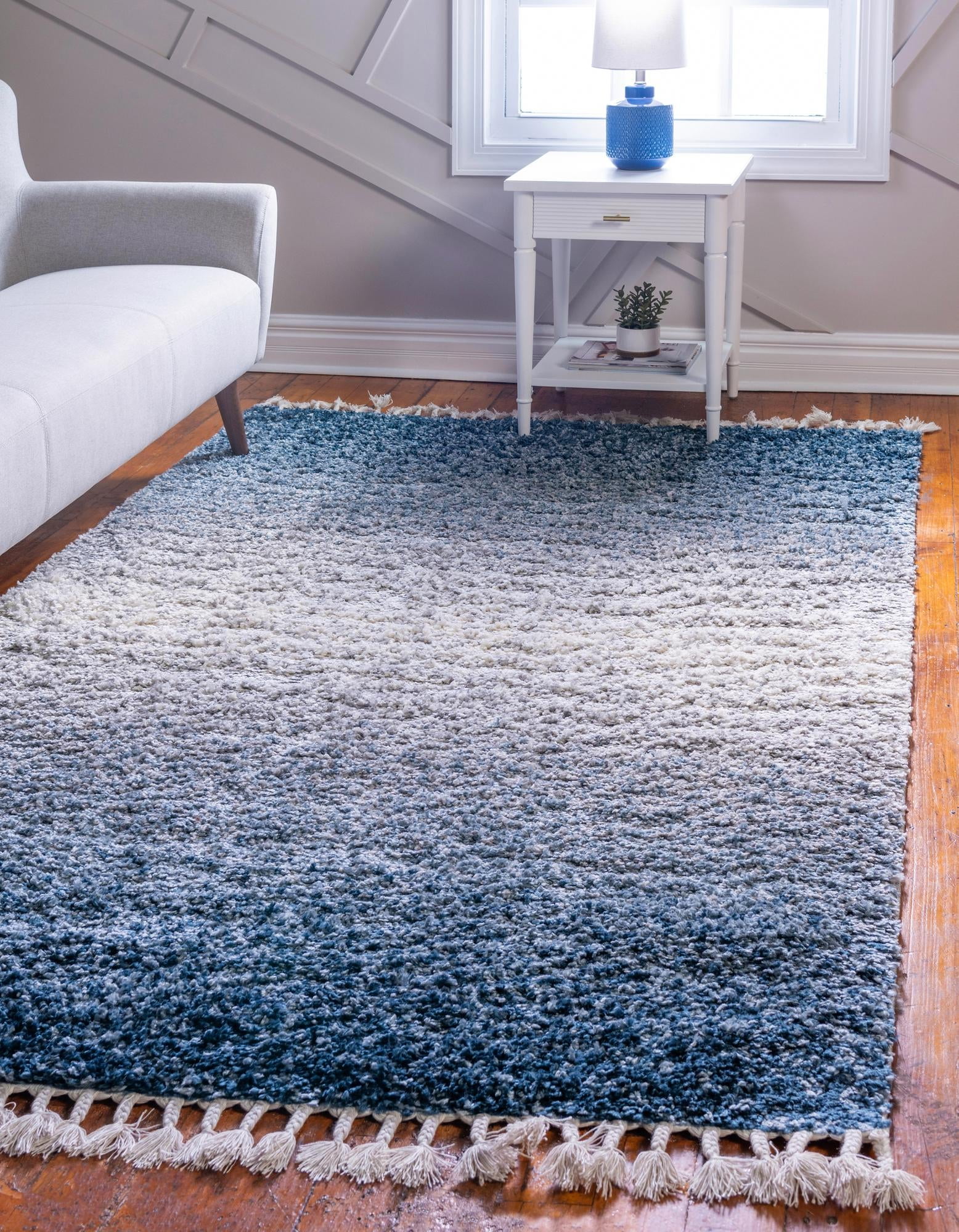 Rugs.com Athena Shag Collection Rug – 9' x 12' 2 Blue Shag Rug Perfect ...