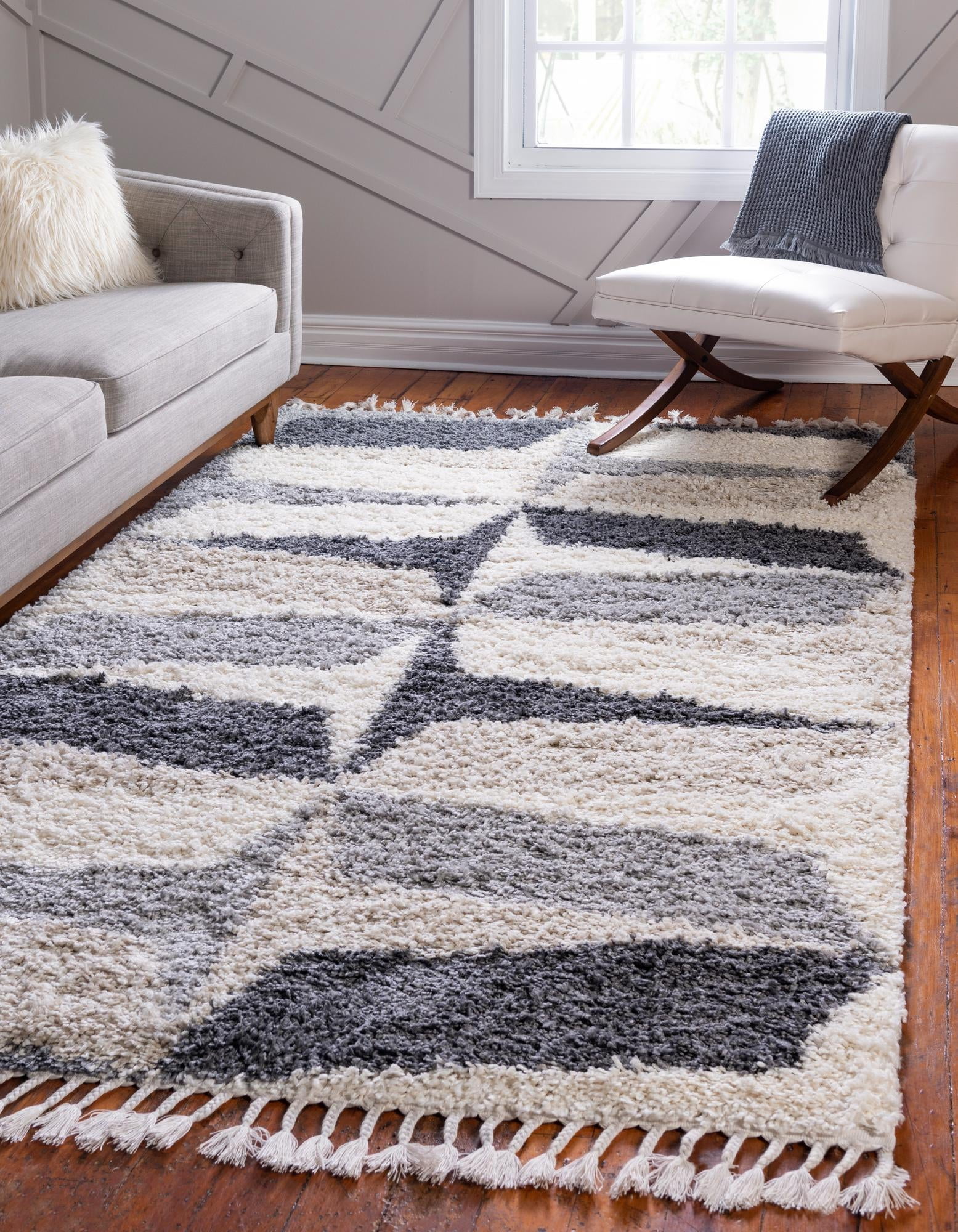 Rugs.com Athena Shag Collection Rug – 9' x 12' 2 Gray Shag Rug Perfect ...