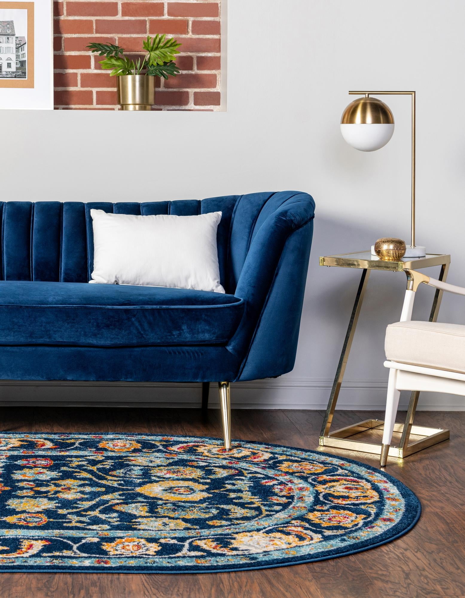 Rugs.com Aurelia Collection Rug – 8' x 10' Oval Navy Blue Medium-Pile ...