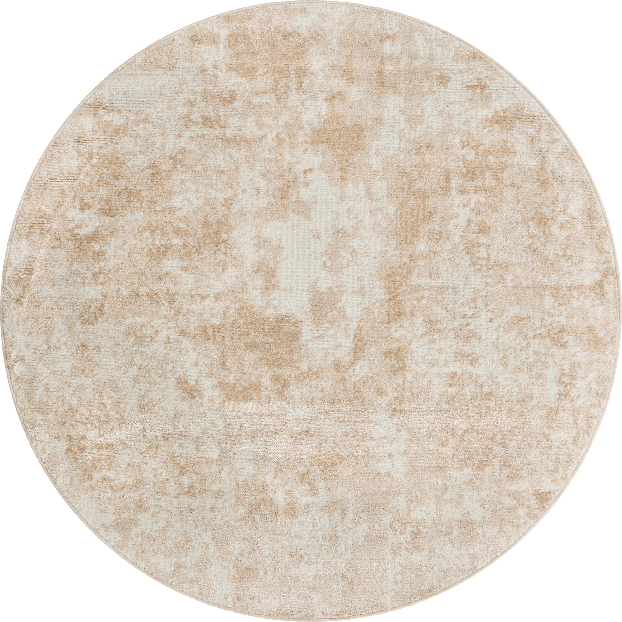 Rugs.com Aurora Collection Rug – 3 Ft Round Sand Low Rug Perfect For ...
