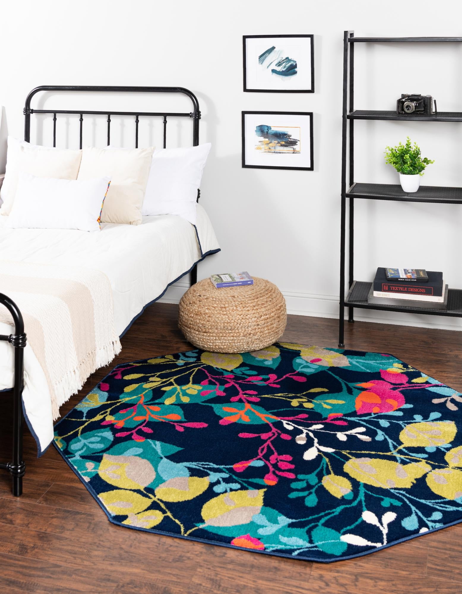 Rugs.com Azalea Collection Rug – 5 Ft Octagon Navy Blue Medium Rug ...