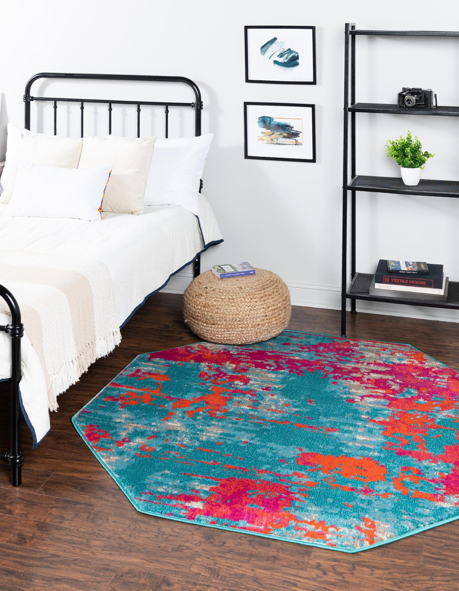 Rugs.com Azalea Collection Rug – 5 Ft Octagon Turquoise Medium Rug ...