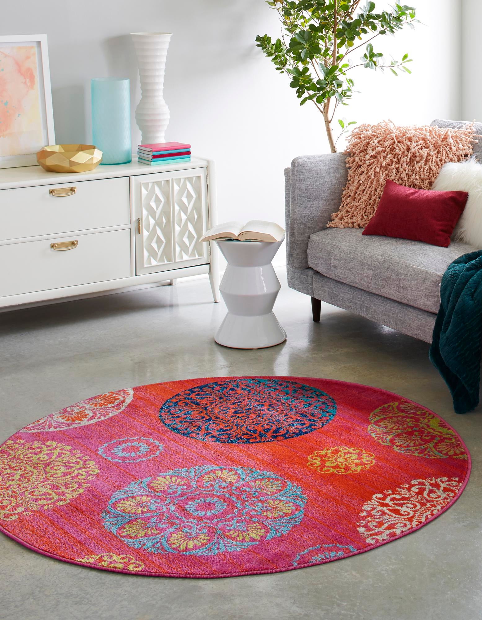 Rugs.com Azalea Collection Rug – 5 Ft Round Rust Red Medium Rug Perfect ...