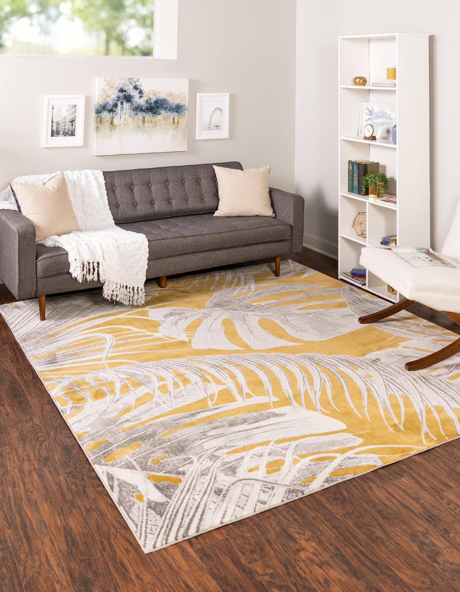 Rugs.com Blossom Collection Rug – 10 Ft Square Yellow Medium Rug ...