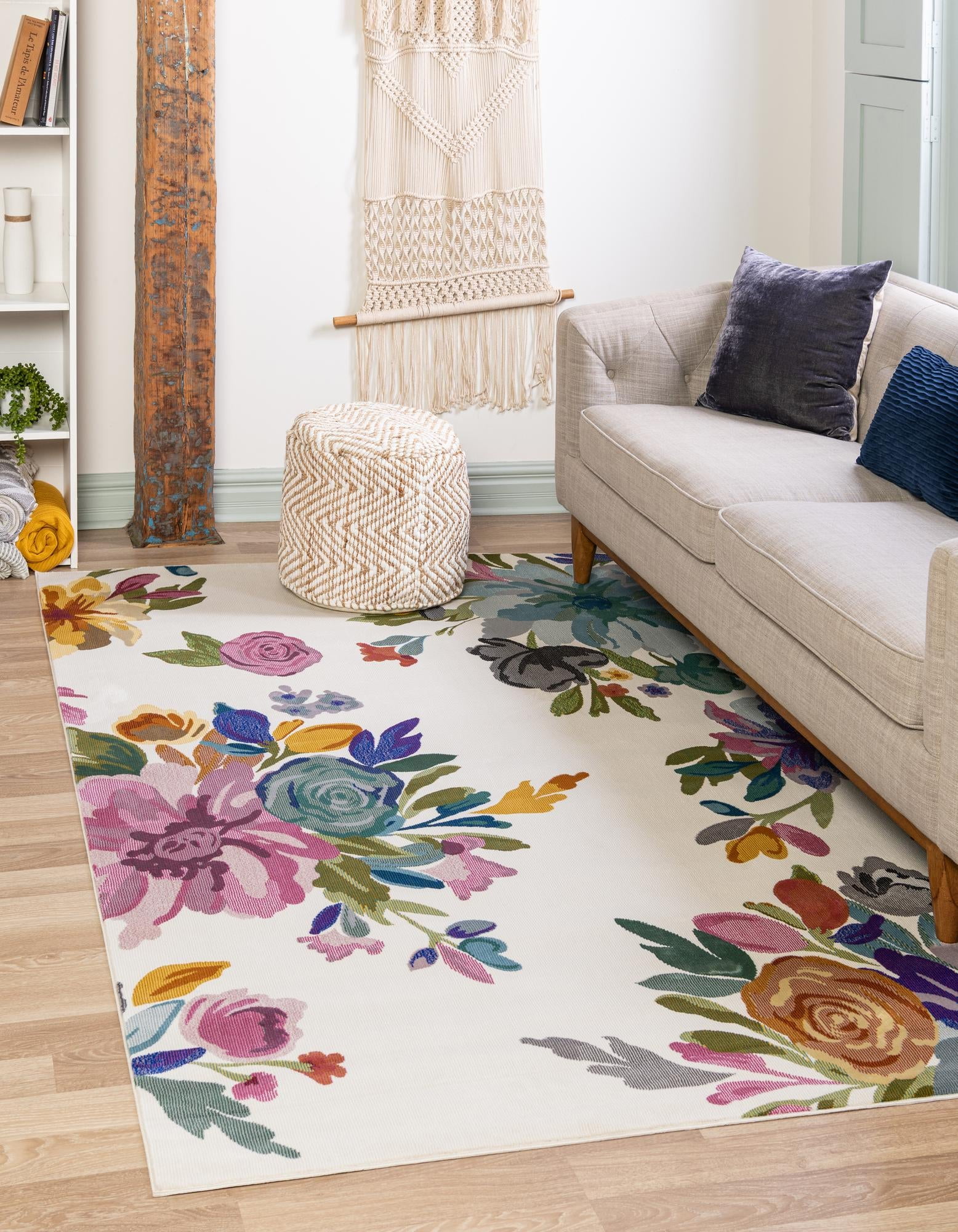 Rugs.com Blossom Collection Rug – 10' x 14' Ivory Medium Rug Perfect ...