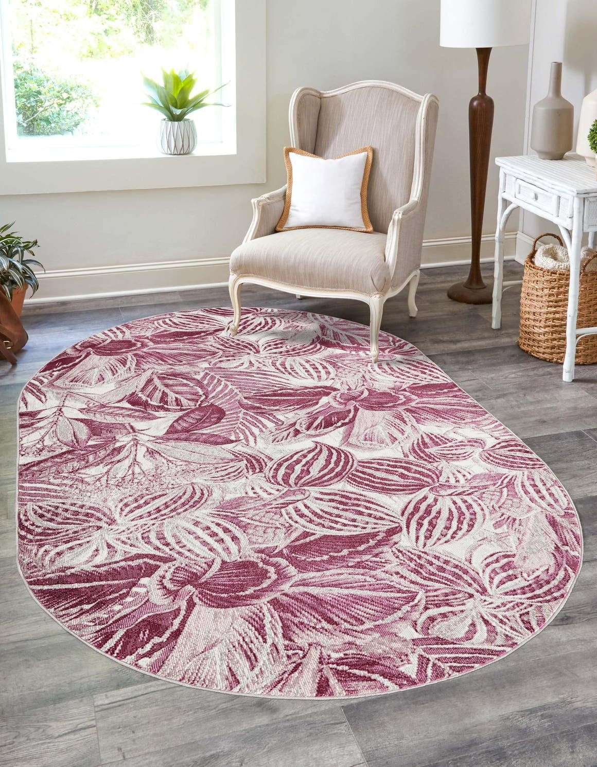 Rugs.com Blossom Collection Rug – 8' x 10' Oval Fuchsia Medium Rug ...