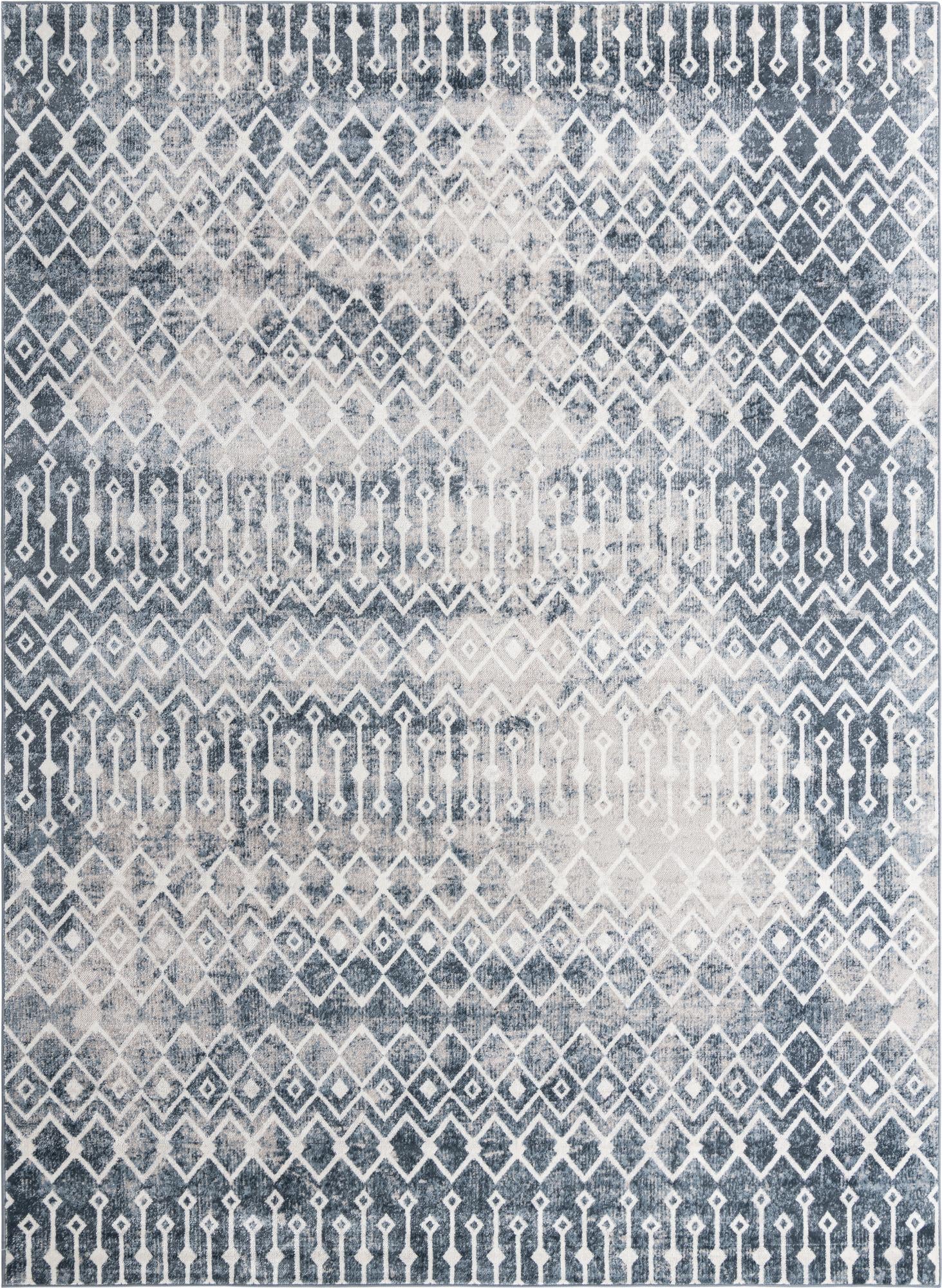 Rugs.com Bohemian Trellis Collection Rug – 10' x 13' Vintage Blue Low ...