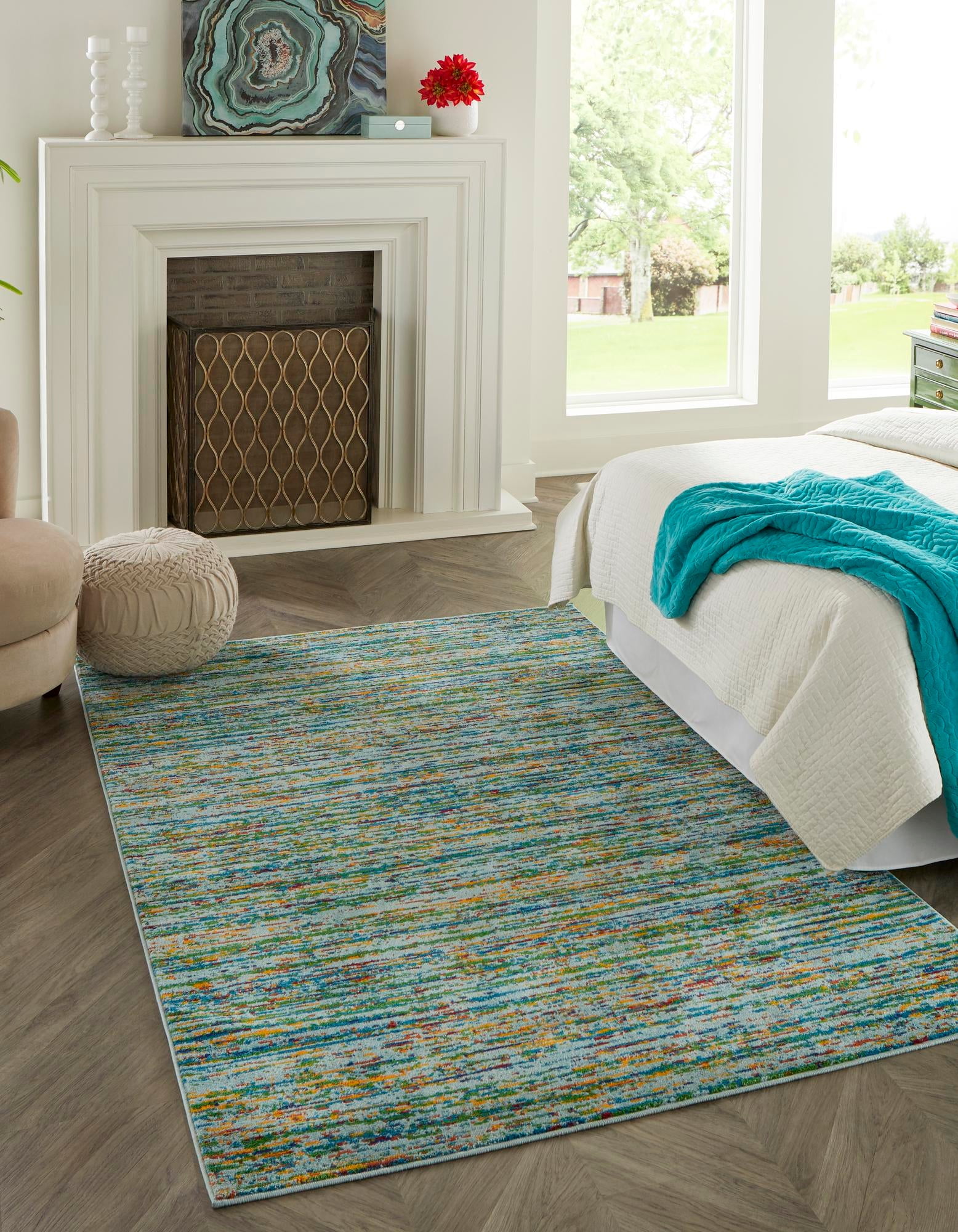 Rugs.com Calypso Collection Rug – 4' x 6' Aqua Medium Rug Perfect For ...