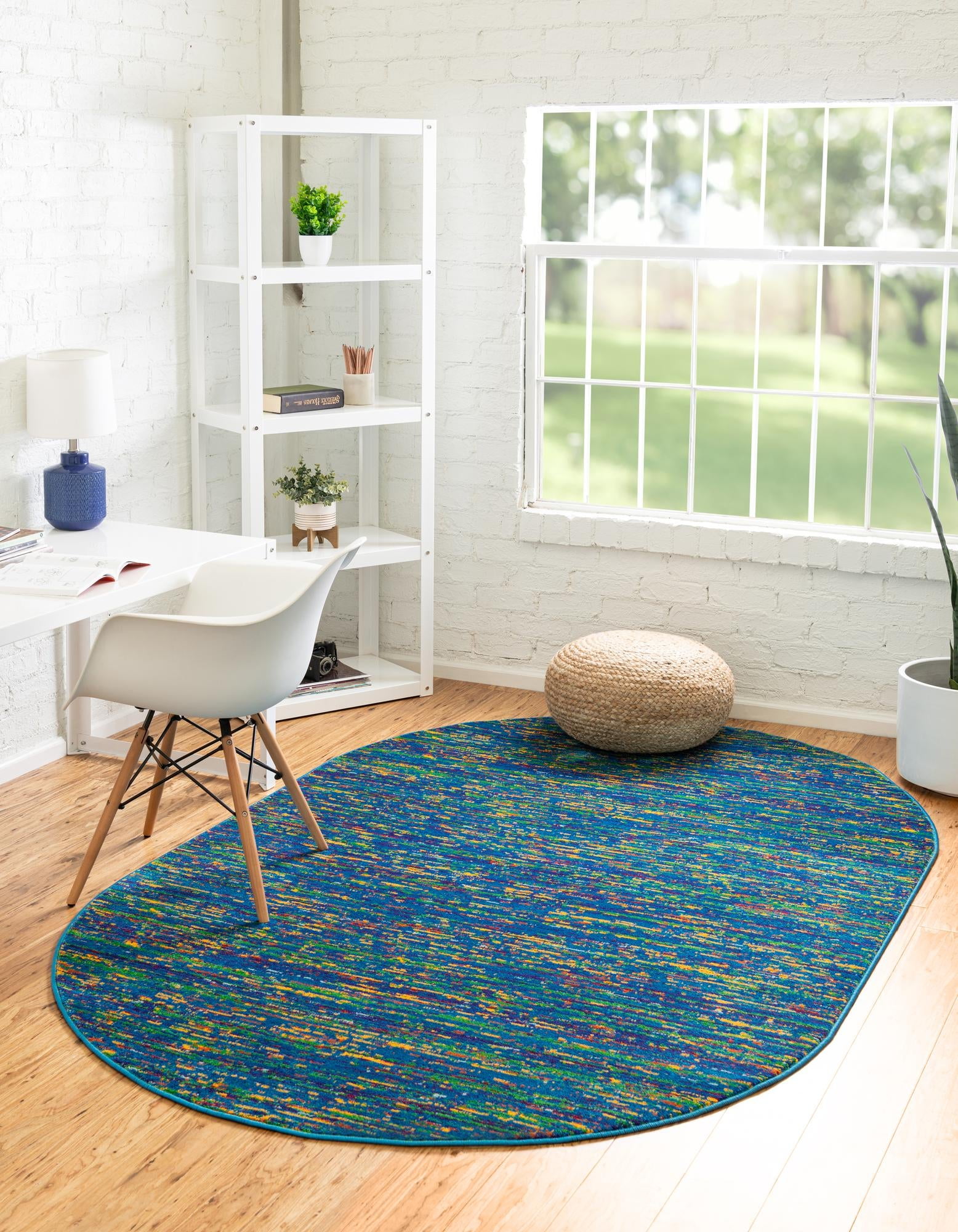 Rugs.com Calypso Collection Rug – 5' x 8' Oval Navy Blue Medium Rug ...