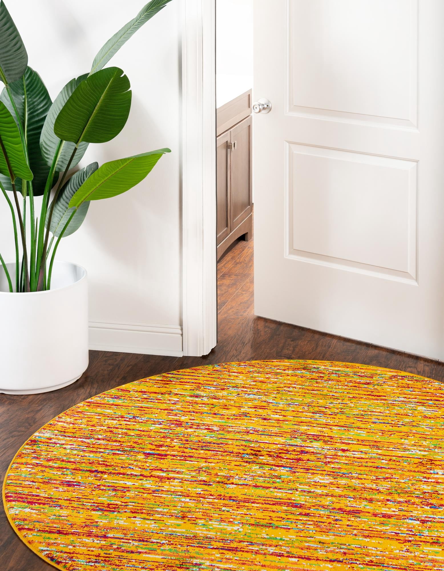 Rugs.com Calypso Collection Rug – 8 Ft Round Yellow Medium Rug Perfect ...
