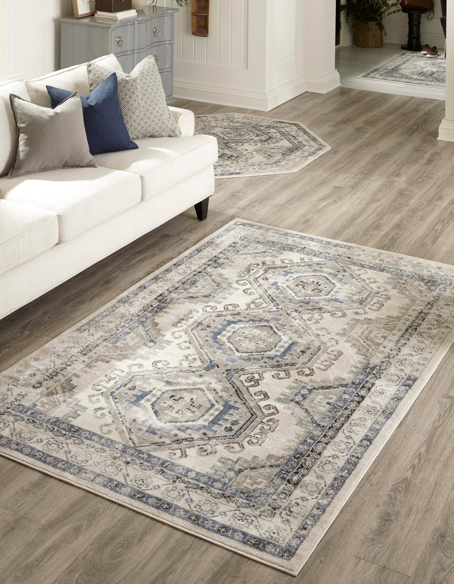 Rugs.com Charlotte Collection Rug – 8' x 10' Aqua Low-Pile Rug Perfect ...