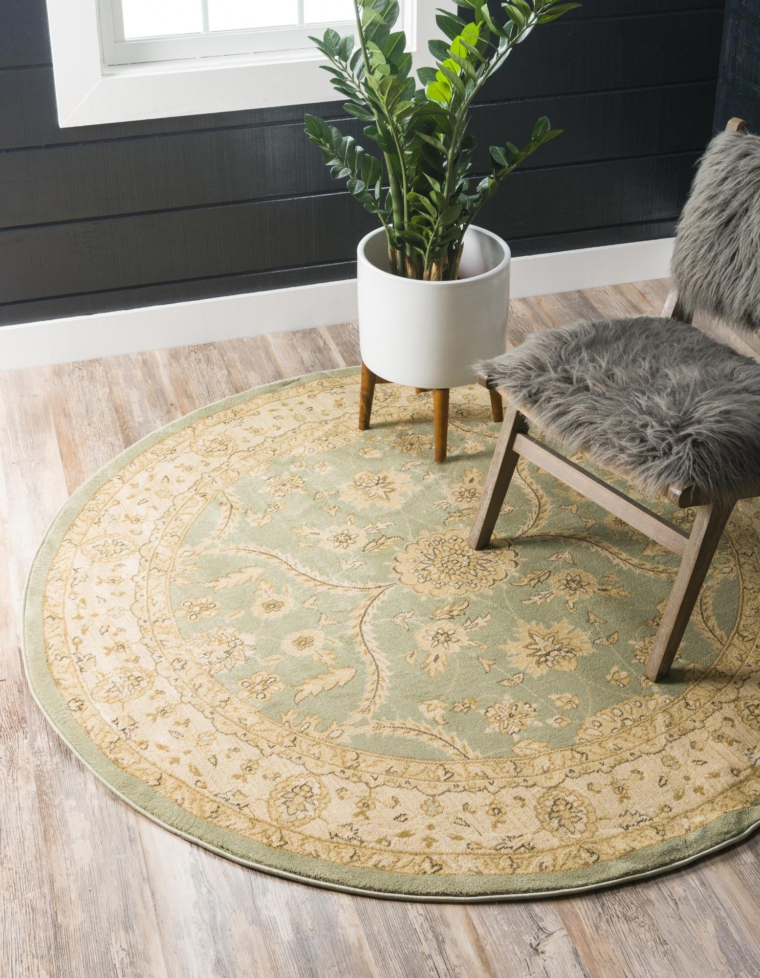 Rugs.com Chelsea Collection Rug – 6' Round Light Green Medium Rug ...
