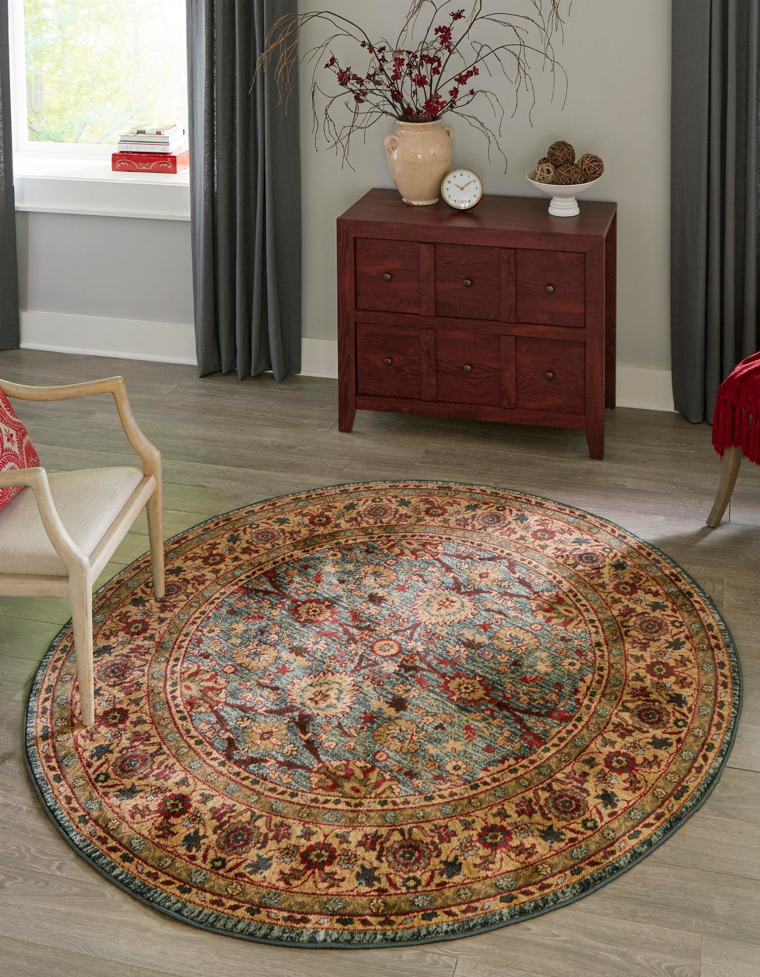 Rugs.com Chelsea Collection Rug – 8' Round Blue Medium Rug Perfect For ...