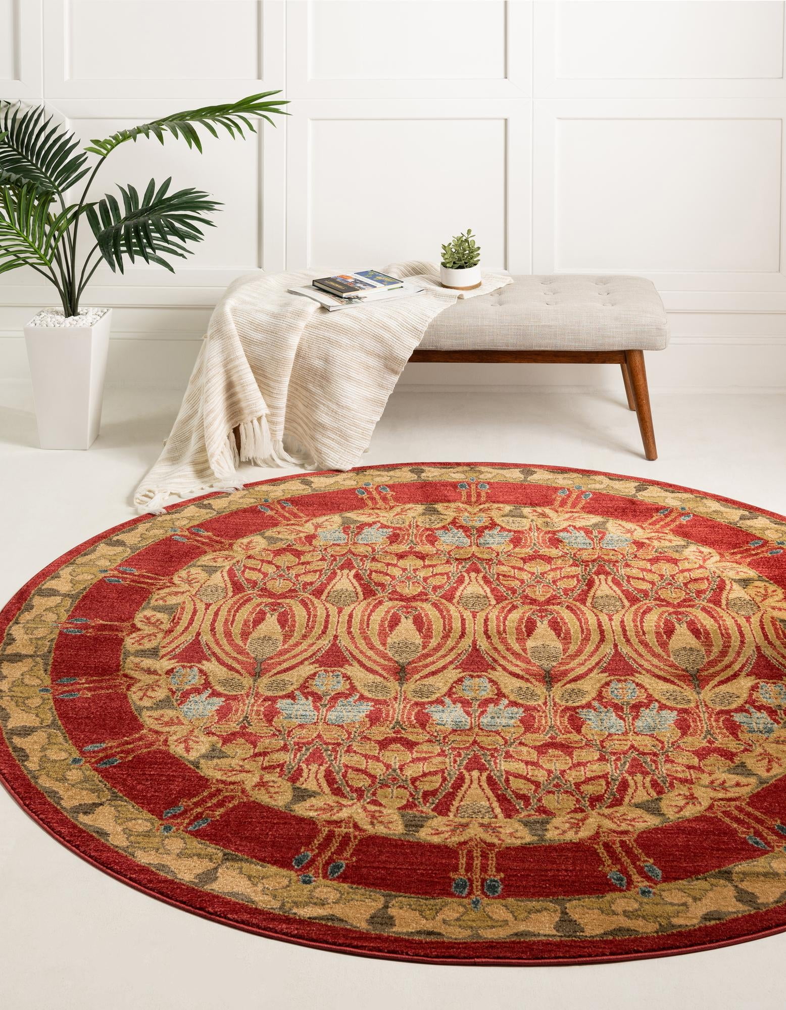 Rugs.com Chelsea Collection Rug – 8' Round Red Medium Rug Perfect For ...