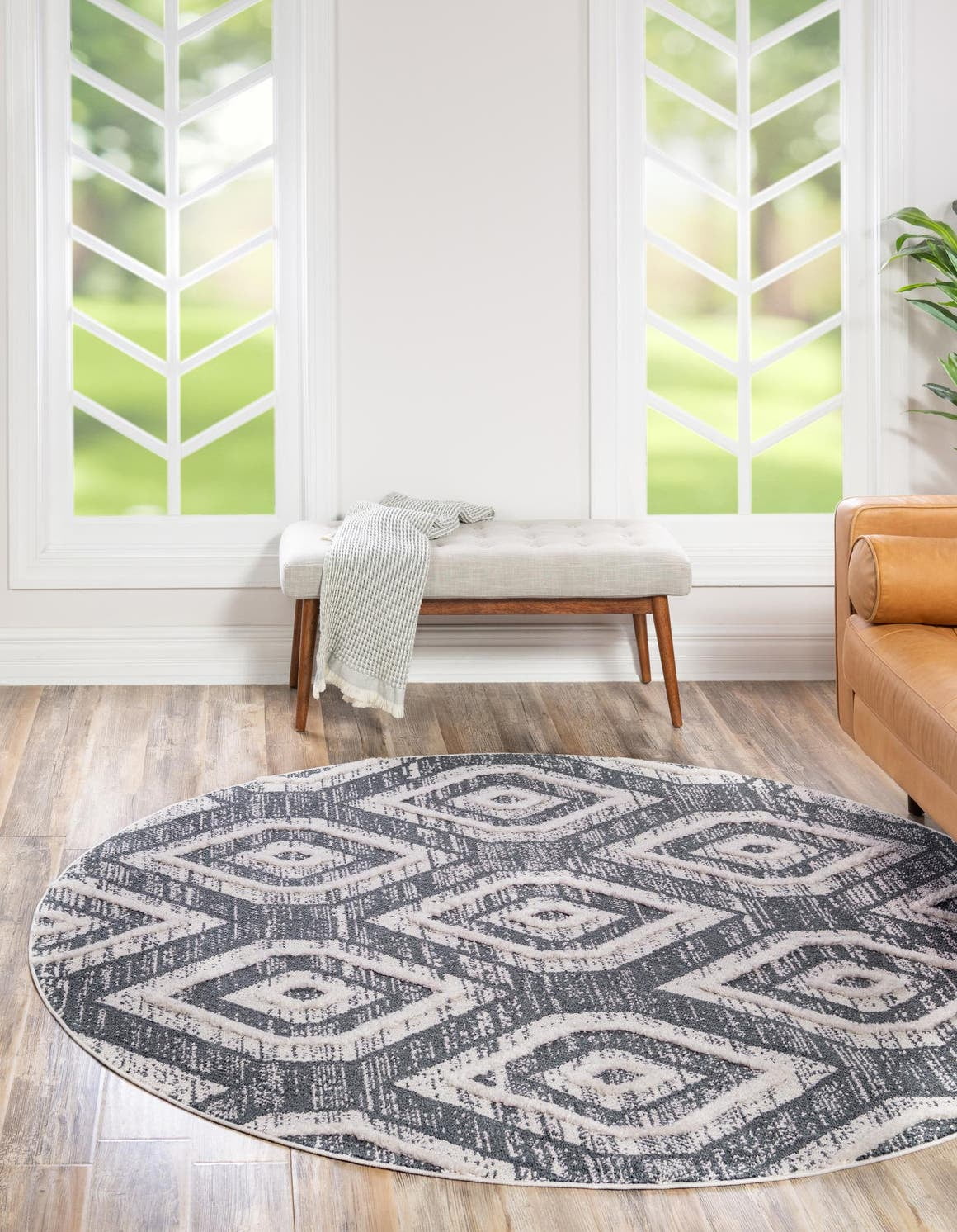 Rugs.com Cherokee Collection Rug – 7 Ft Round Blue Gray High Rug ...