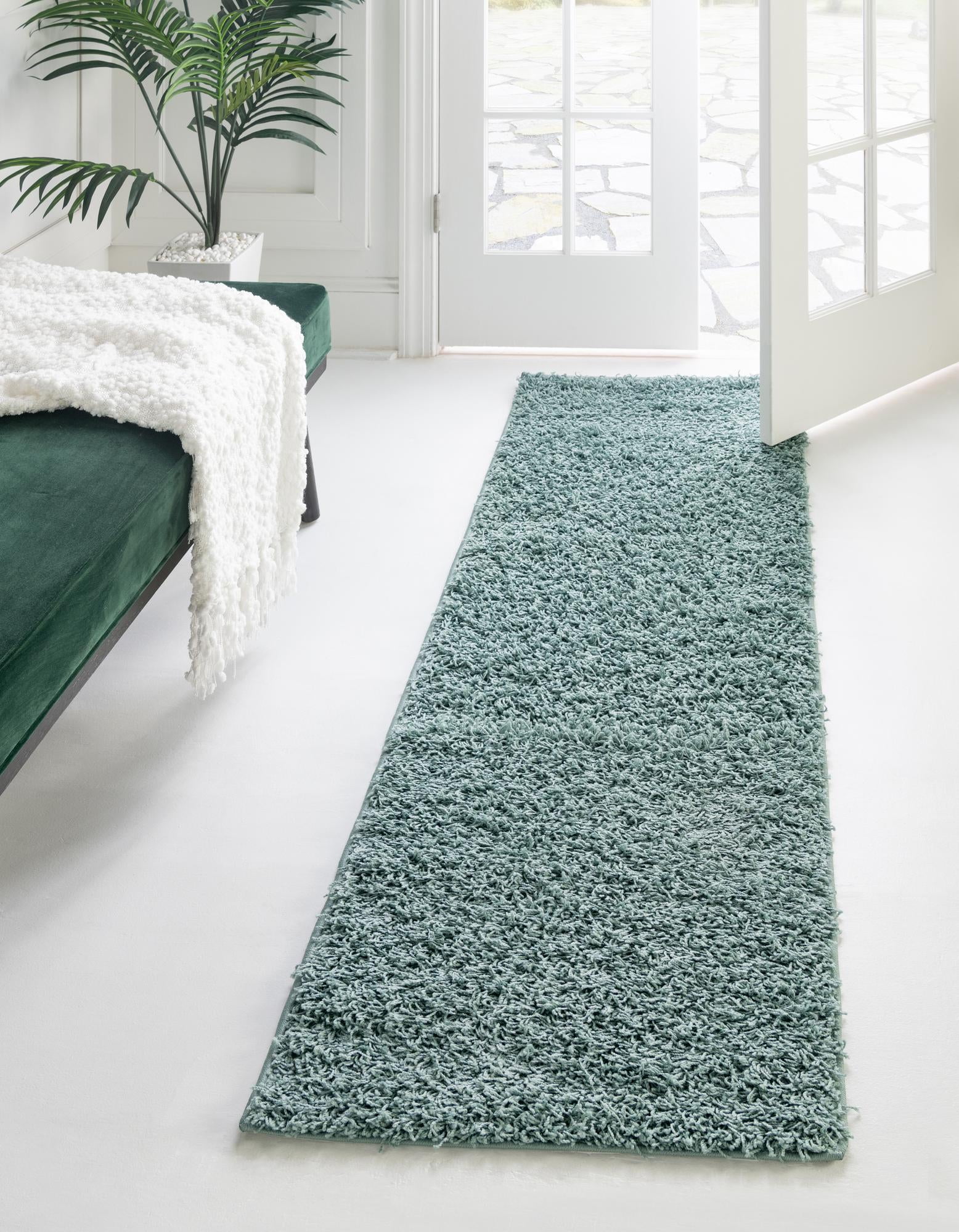 Rugs.com Comfort Solid Shag Collection Rug – 16 Ft Runner Light Slate ...