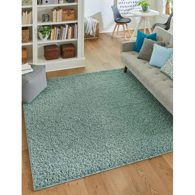 Rugs.com Comfort Solid Shag Collection Rug – 7 Ft Square Light Slate ...