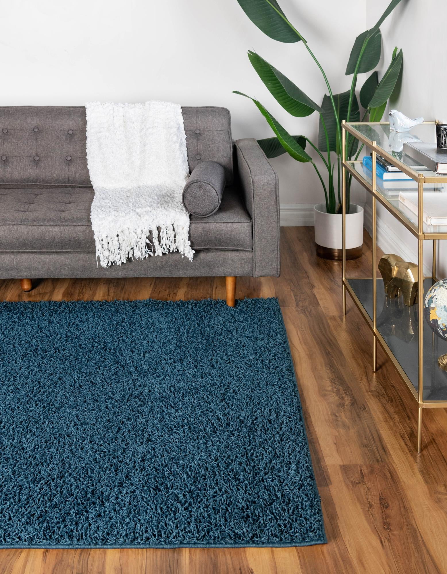 Rugs.com Comfort Solid Shag Collection Rug – 9' x 12' Sapphire Blue ...