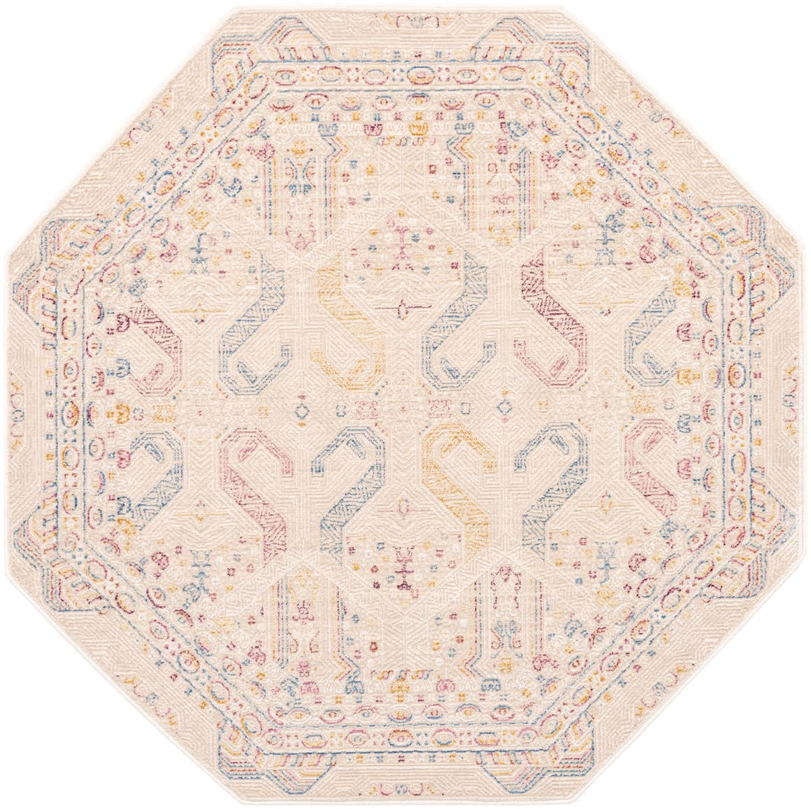 Rugs.com Deepa Collection Rug – 5 Ft Octagon Ivory Medium Rug Perfect ...