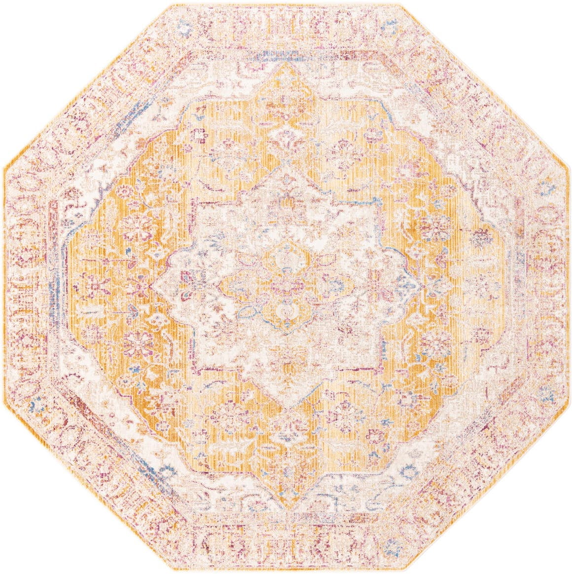 Rugs.com Deepa Collection Rug – 8 Ft Octagon Yellow Medium Rug Perfect ...