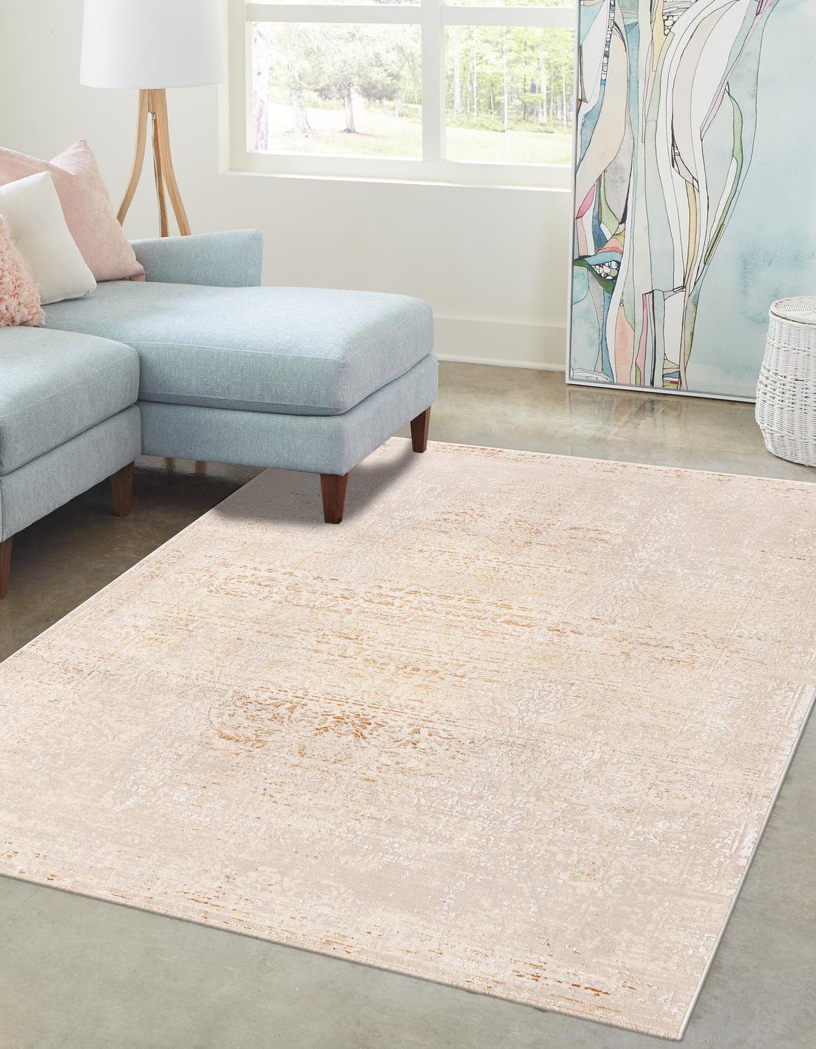 Rugs.com Deepa Collection Rug – 8' x 10' Ivory And Gold Medium Rug ...