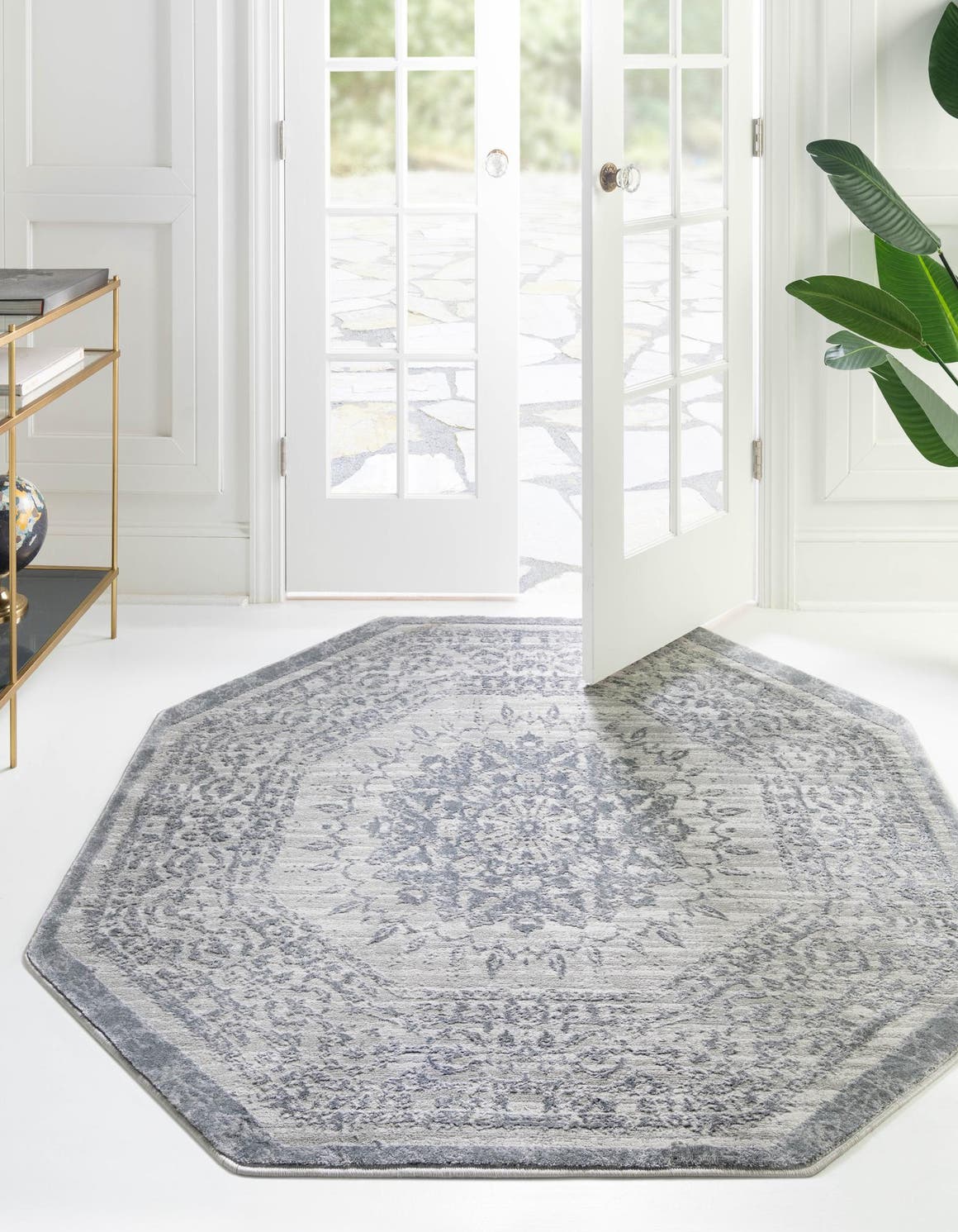 Rugs.com Derbyshire Collection Rug – 5 Ft Octagon Gray Medium Rug ...