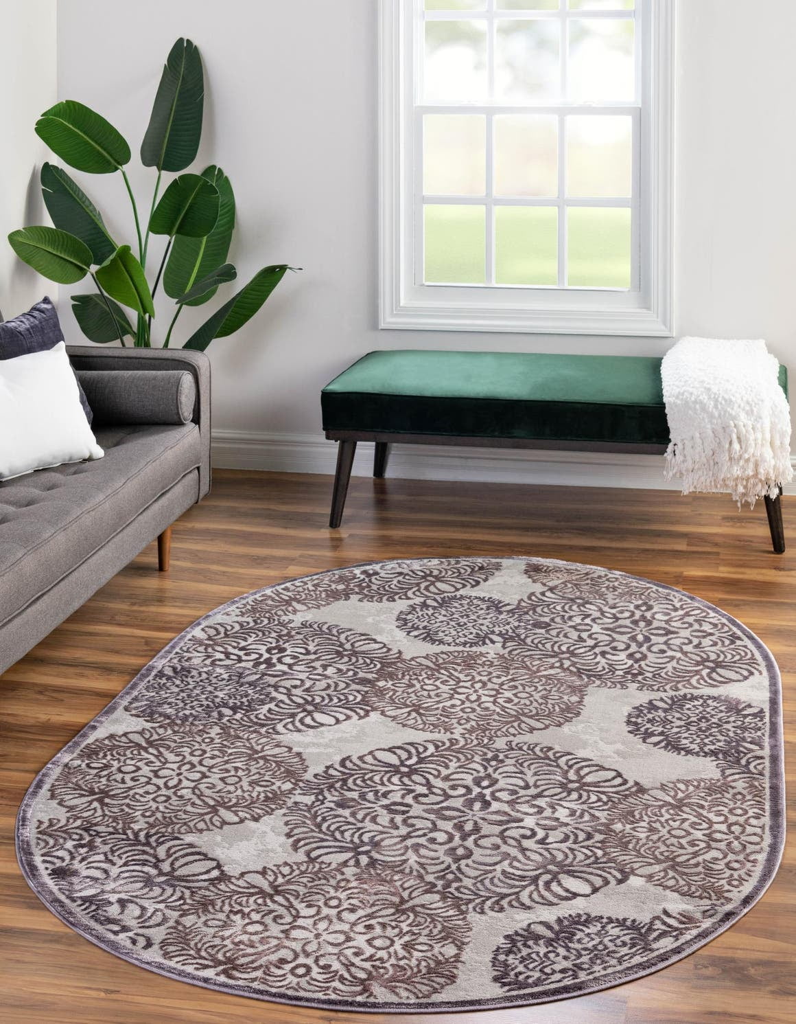 Rugs.com Derbyshire Collection Rug – 5' x 8' Oval Violet Medium Rug ...
