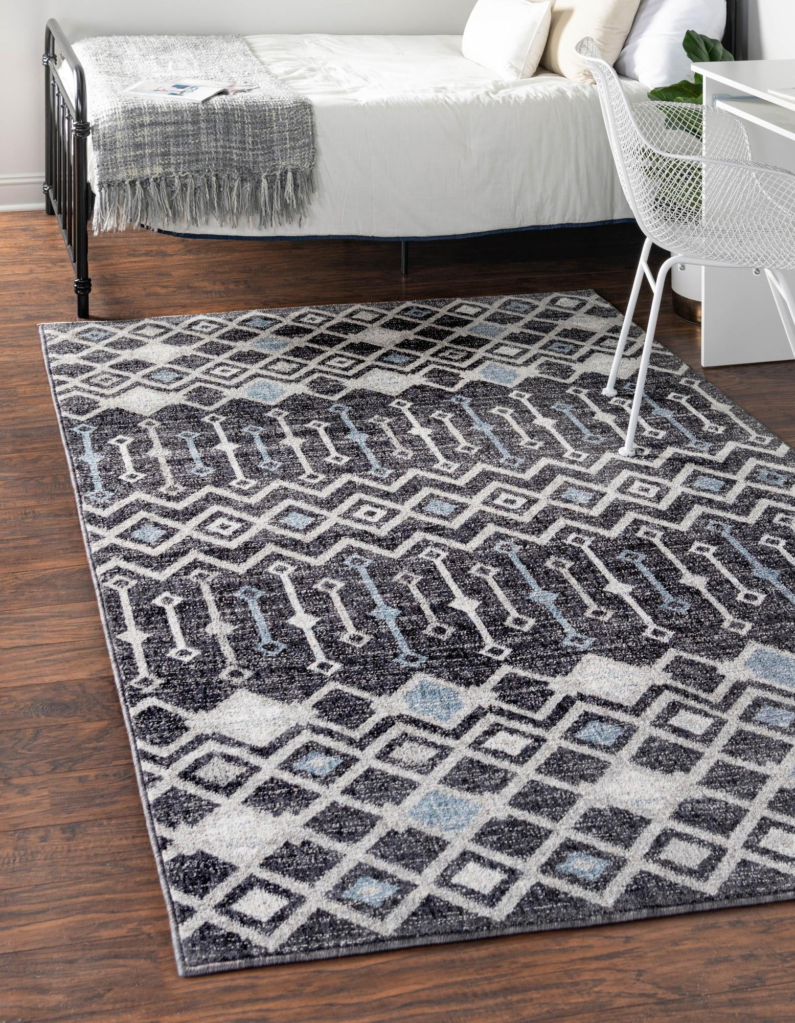 Rugs.com Eco Trellis Collection Rug – 5' x 8' Charcoal Gray Medium Rug ...