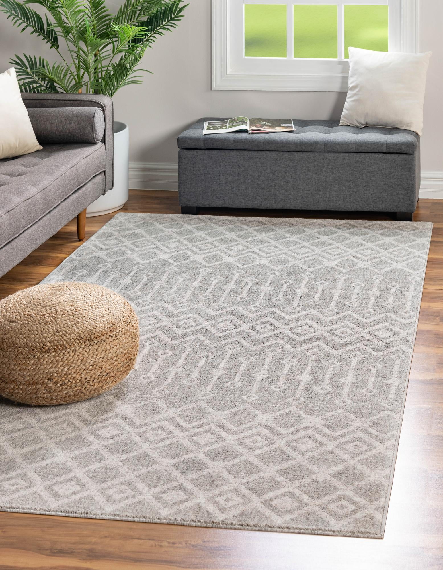 Rugs.com Eco Trellis Collection Rug – 8' x 10' Gray Medium Rug Perfect ...