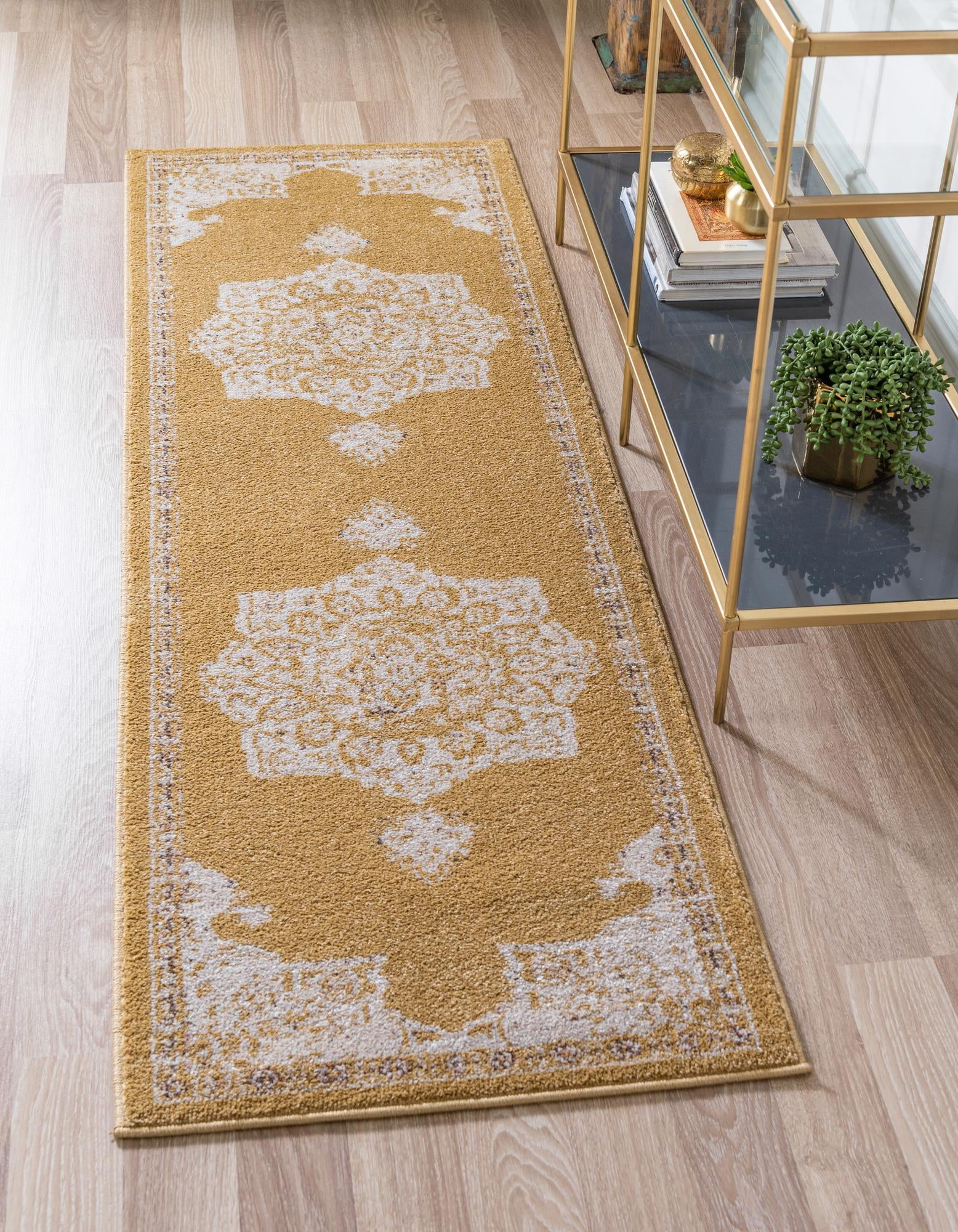 Rugs.com Eden Collection Rug – 10 Ft Runner Yellow Medium Rug Perfect ...