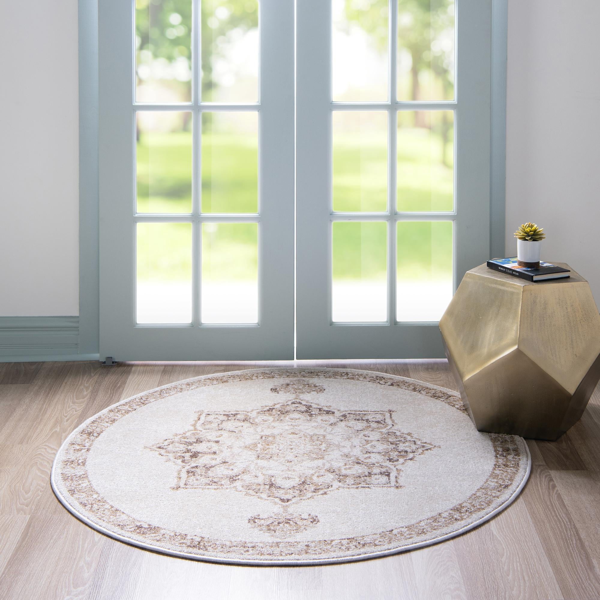 Rugs.com Eden Collection Rug – 8 Ft Round Beige Medium Rug Perfect For ...