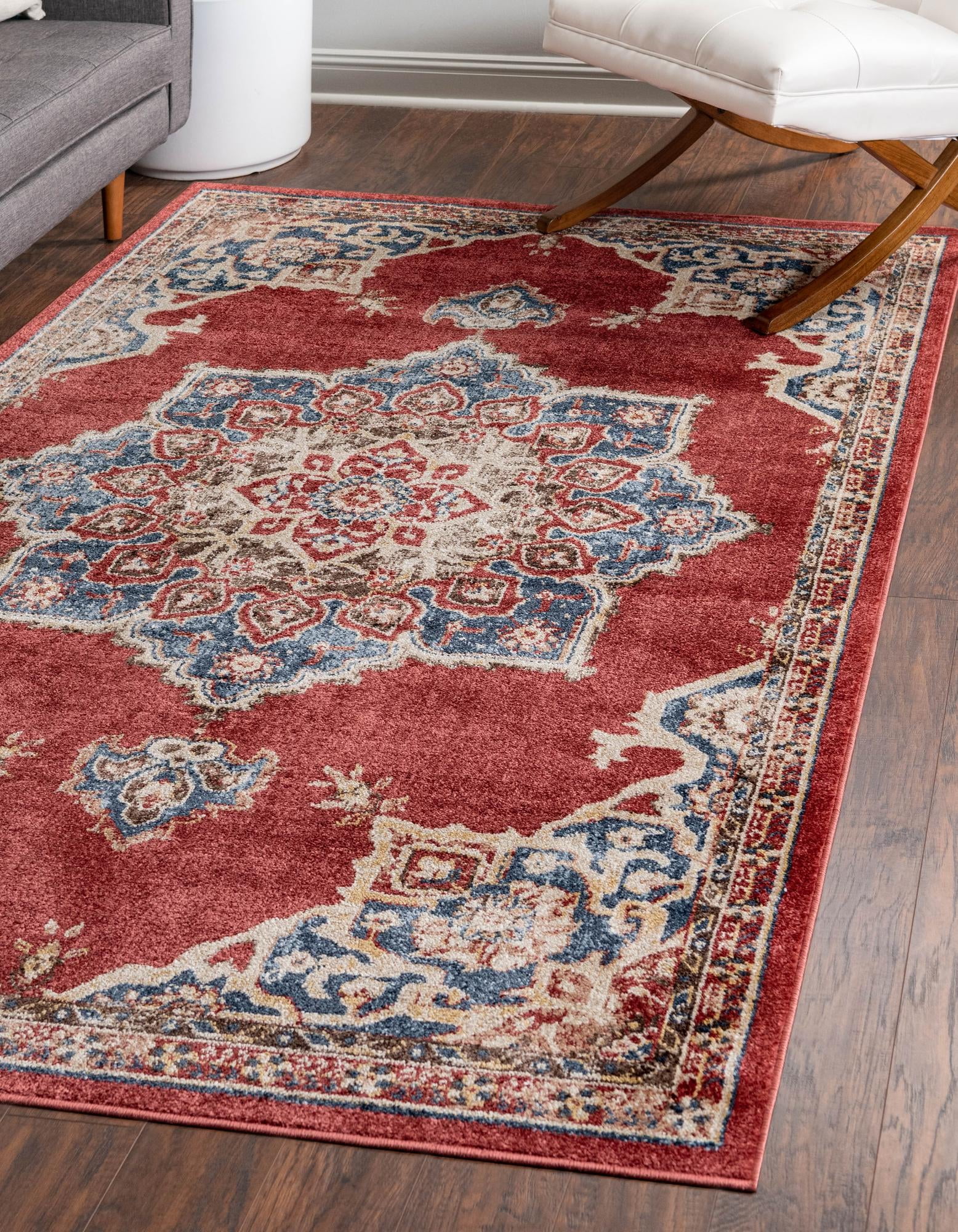 Rugs Eden Collection 8' x 10' Burgundy Geometric Traditional Area Rug ...