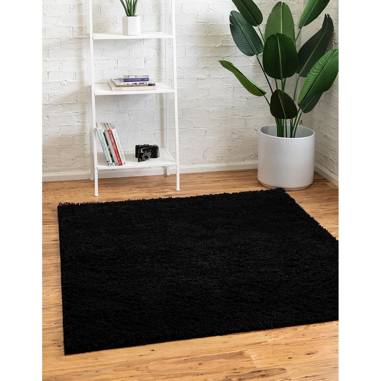 Rugs.com Everyday Shag Rug – Black 8 Ft Square Shag Rug Perfect for ...